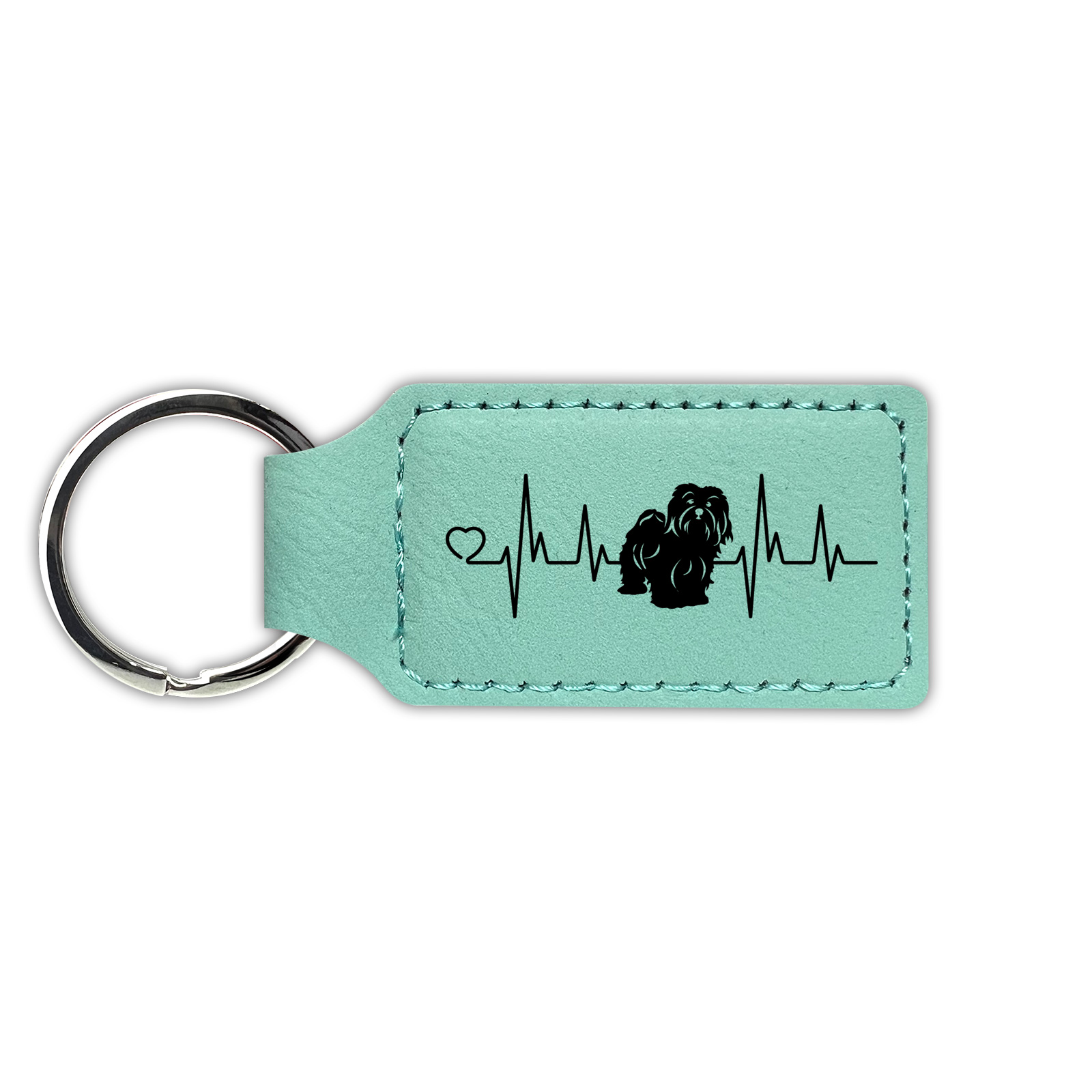 Havanese Heartbeat Lifeline Keychain Leatherette Rectangle - Laser ...