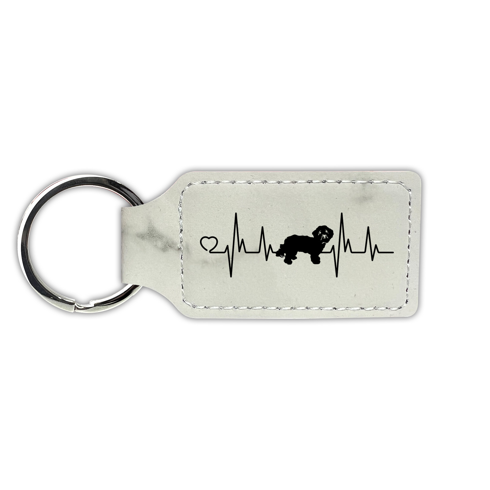 Havanese Heartbeat Lifeline Keychain Leatherette Rectangle - Laser ...