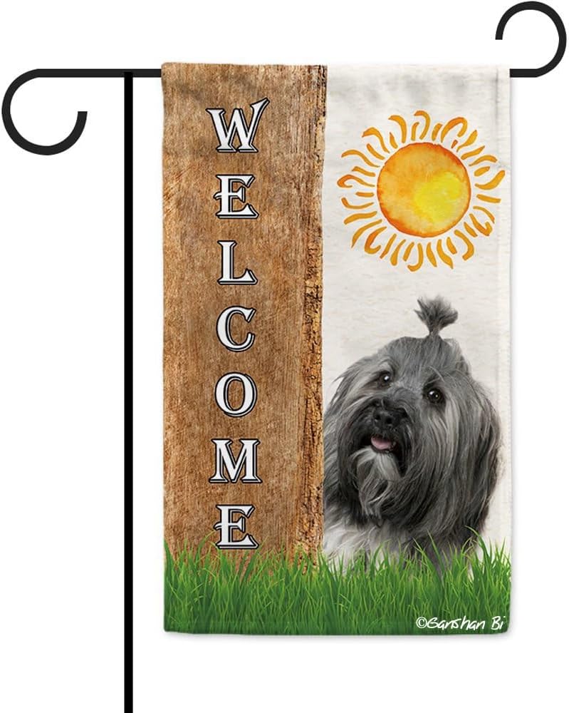 Havanese Spring Summer Welcome Garden Flag Dog Hides Behind a Tree Sun ...