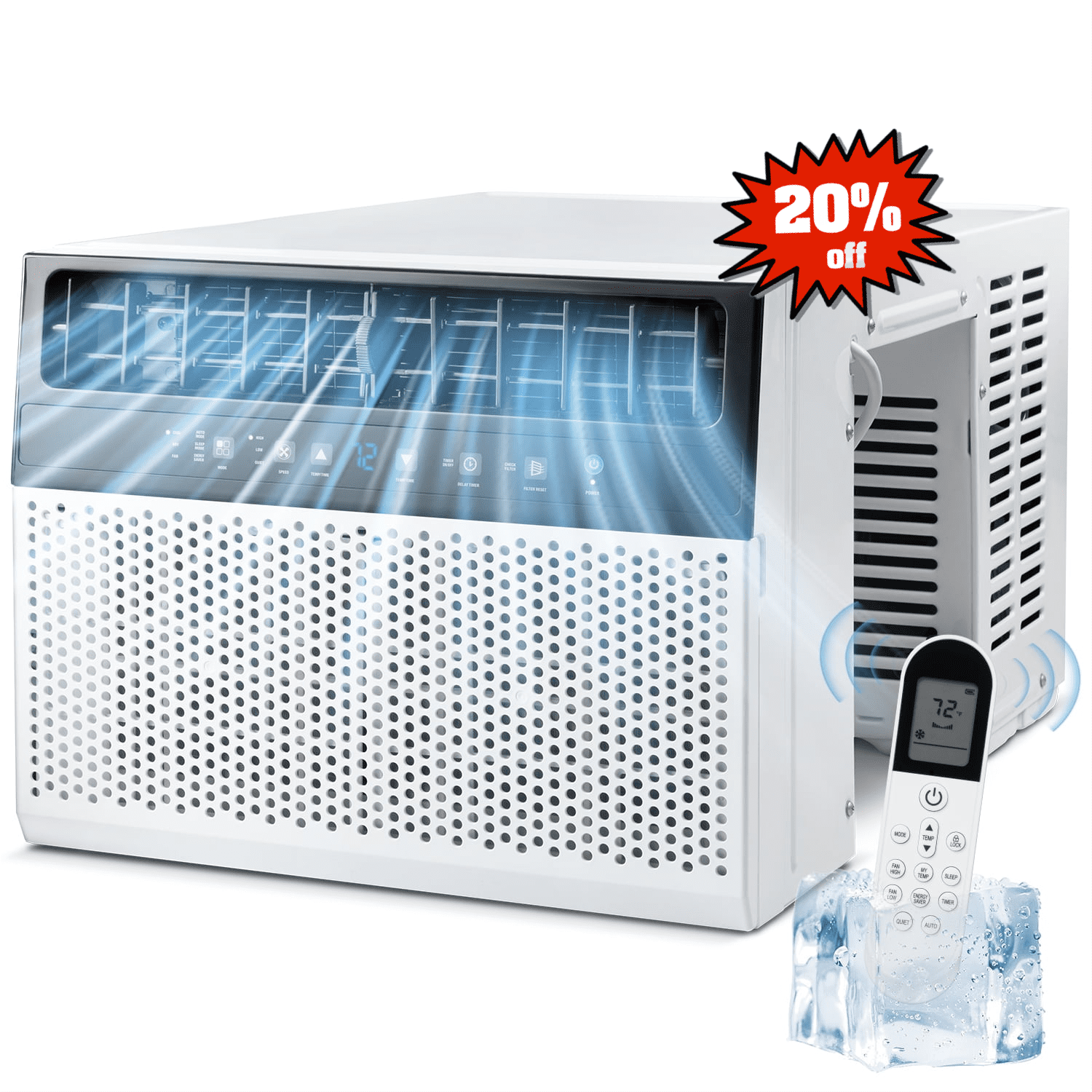 Havato 6000 BTU (10000BTU ASHERE ) Cools 450 Sq.ft w/ Wi-Fi & Remote Window Air Conditioner ...