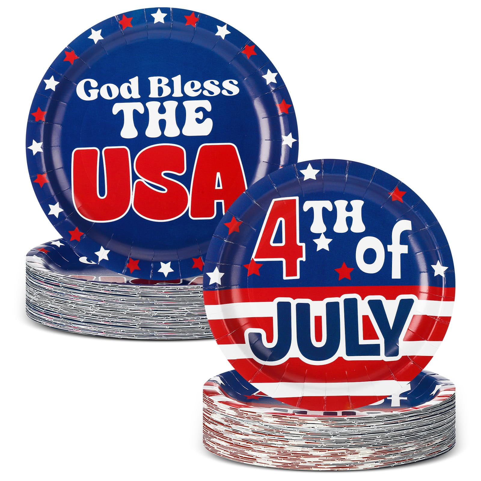 Havawish 100 Pcs 4th RRF12 of July Paper 9'' and 7'' Disposable ...