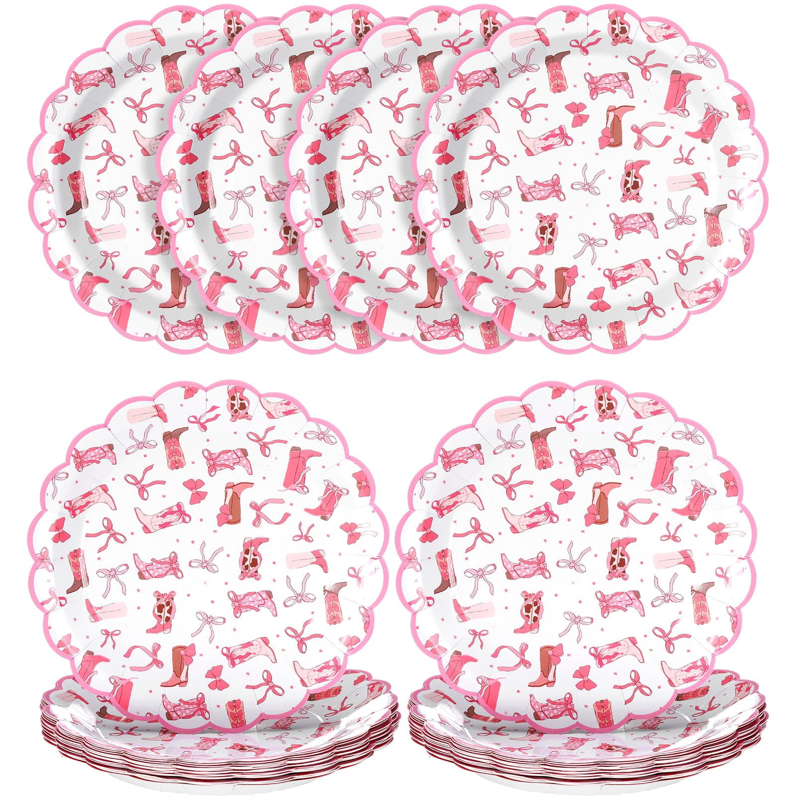 Havawish 100 Pcs Cowgirl Party Plates AFN1Decorations Pink Bow Birthday ...