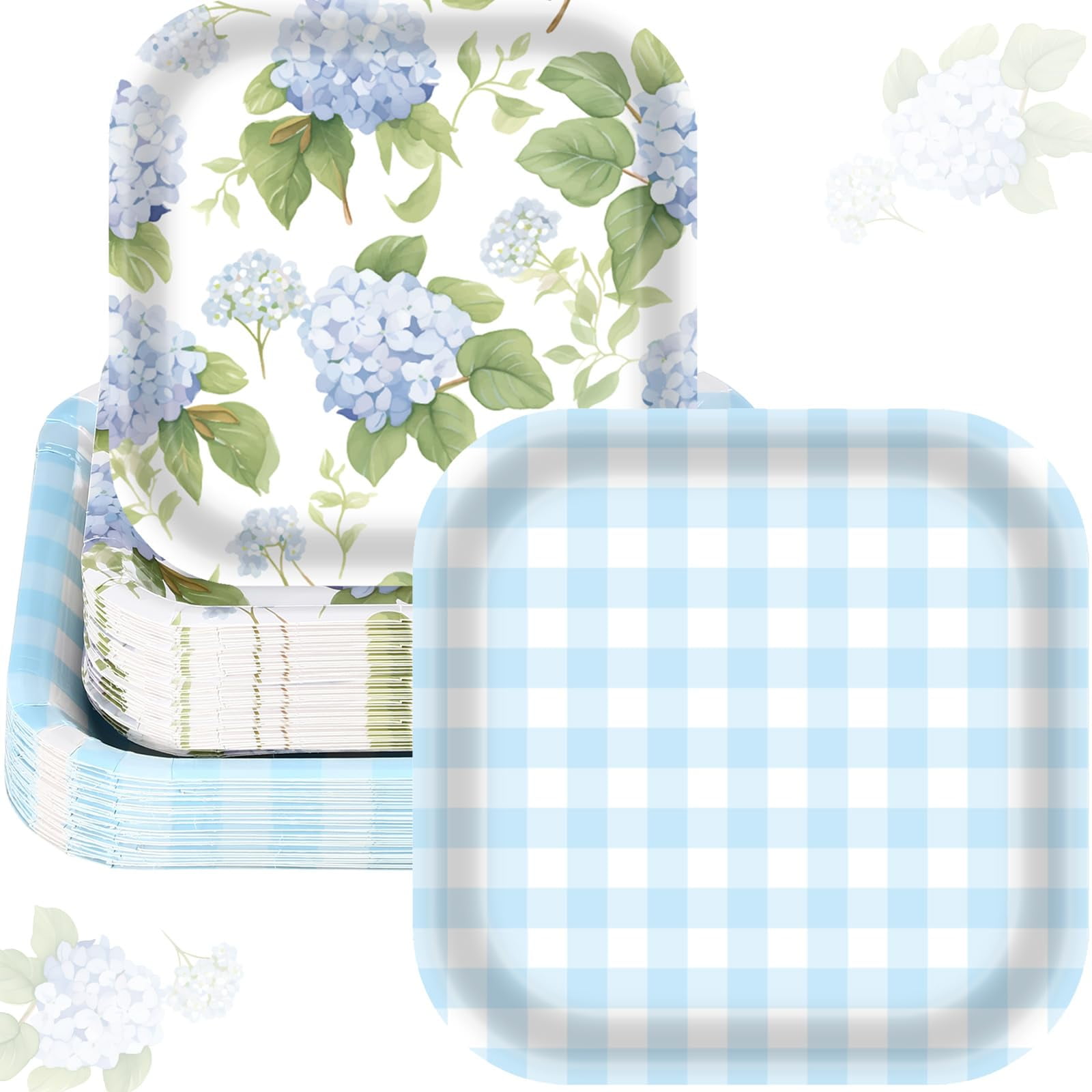 Havawish 100 Pcs Hydrangea Paper Plates FST1 Set, 7 in 9 in Vintage Tea ...