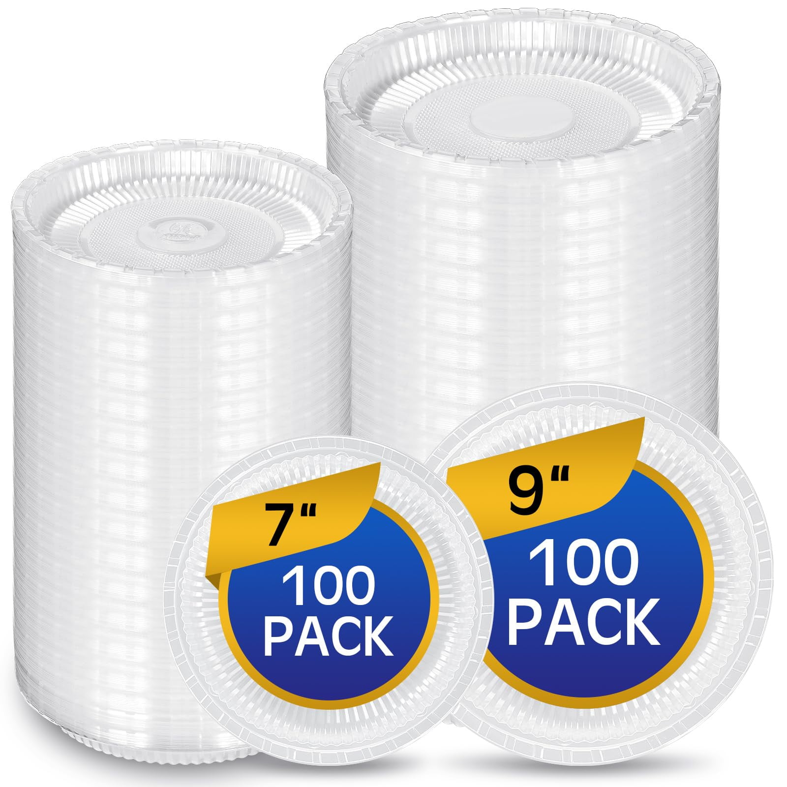 Havawish 200 PCS Clear MSF2 Plastic Disposable Plates Bulk 9 Inch 7 ...