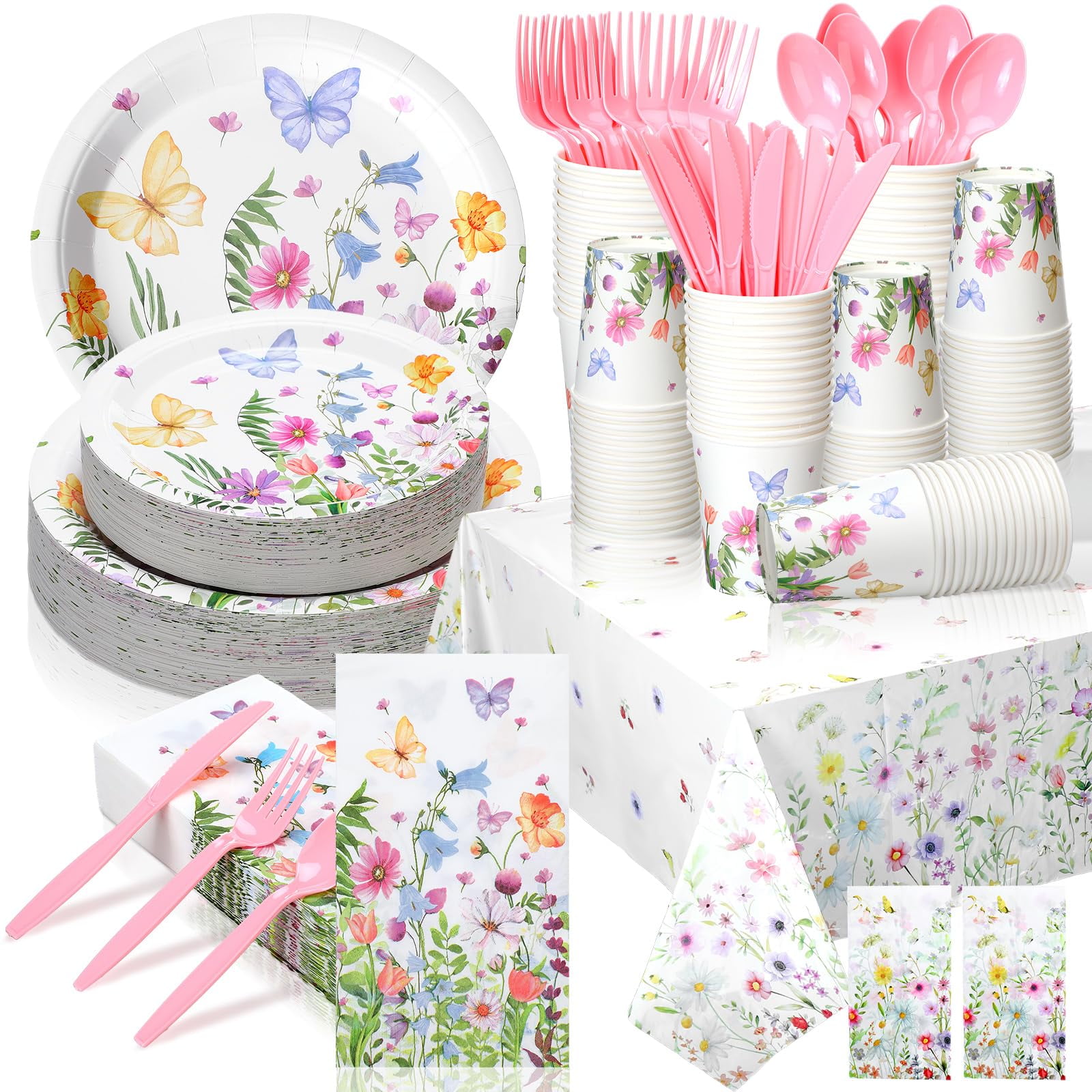 Havawish 402 Pcs Spring KEF16 Wildflower Plates and Napkins Floral Tea ...