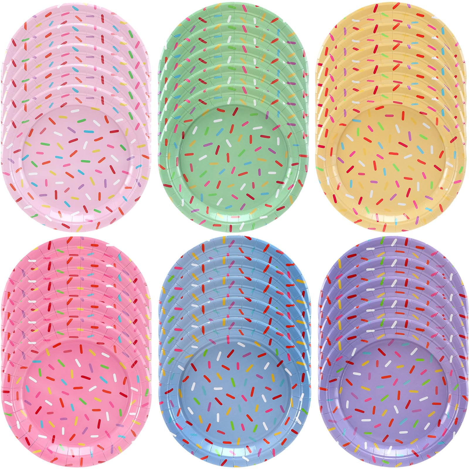 Havawish 90 Pcs 6 RRF12 Colors Confetti Sprinkle Plates Paper Dessert ...