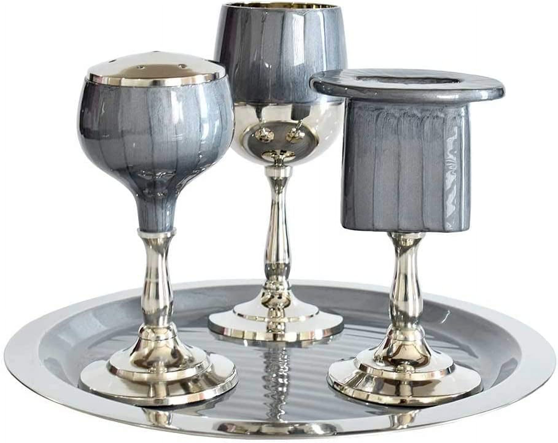 Havdalah Set Metal Covered with Enamel - Slate Blue / Grey - Includes ...
