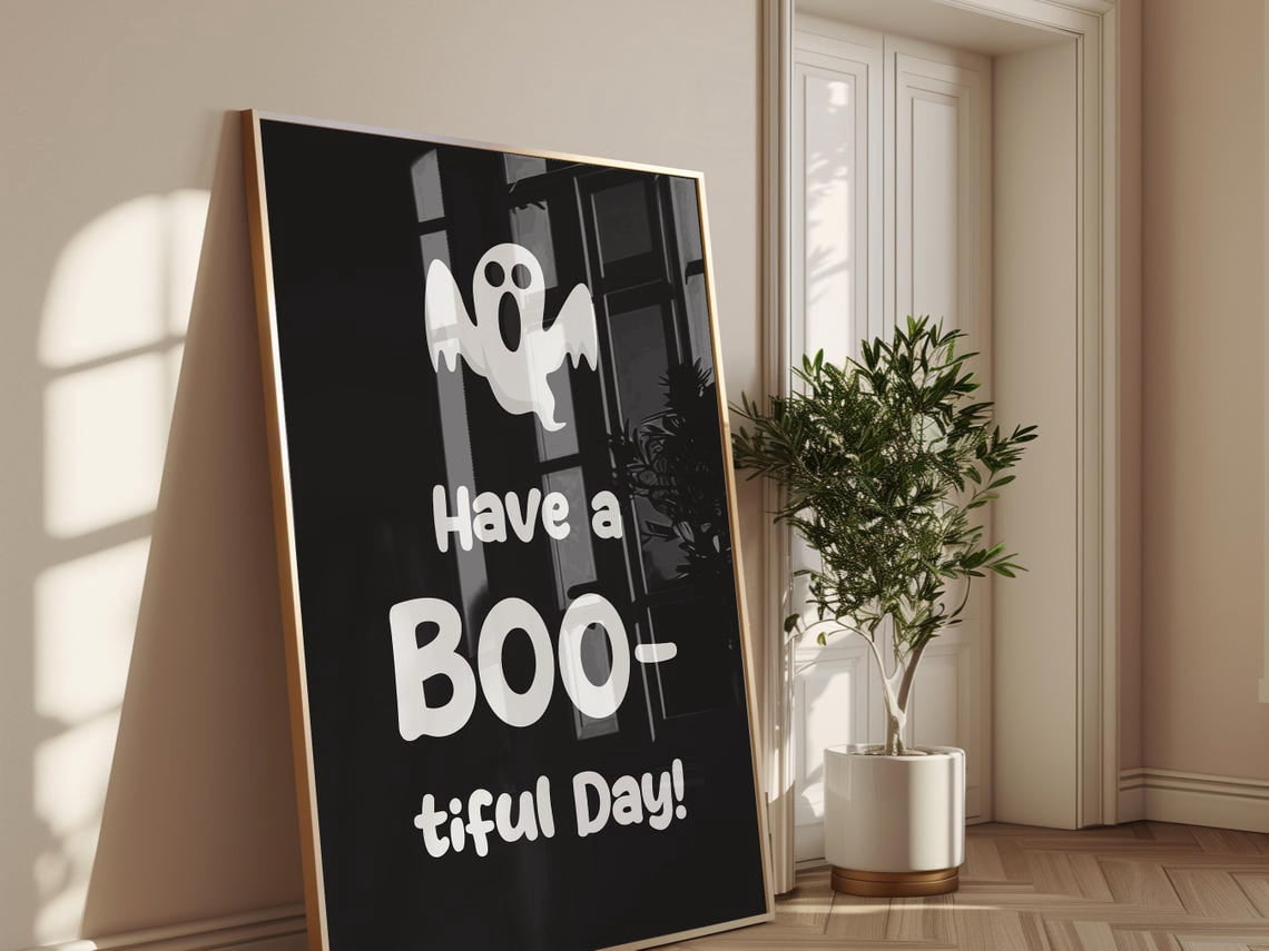 Have A Boo-Tiful Day, Cute Ghost Art Print, Fun Wall Decor For Kids ...