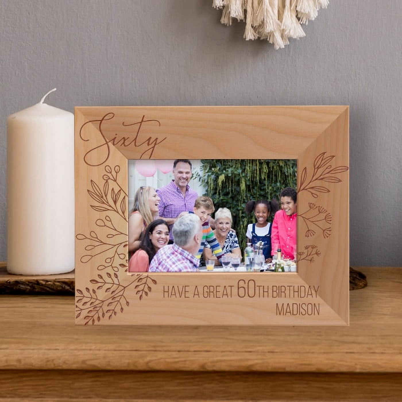 Have A Great 60th Birthday Personalized Wooden Frame-5" x 3 1/2" Brown ...