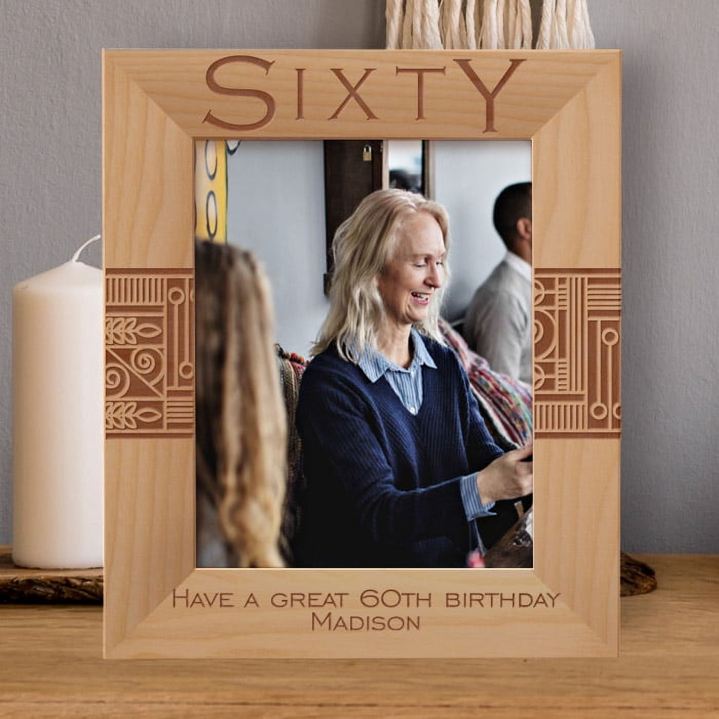 Have A Great 60th Birthday Personalized Wooden Frame 8" x 10" Brown ...
