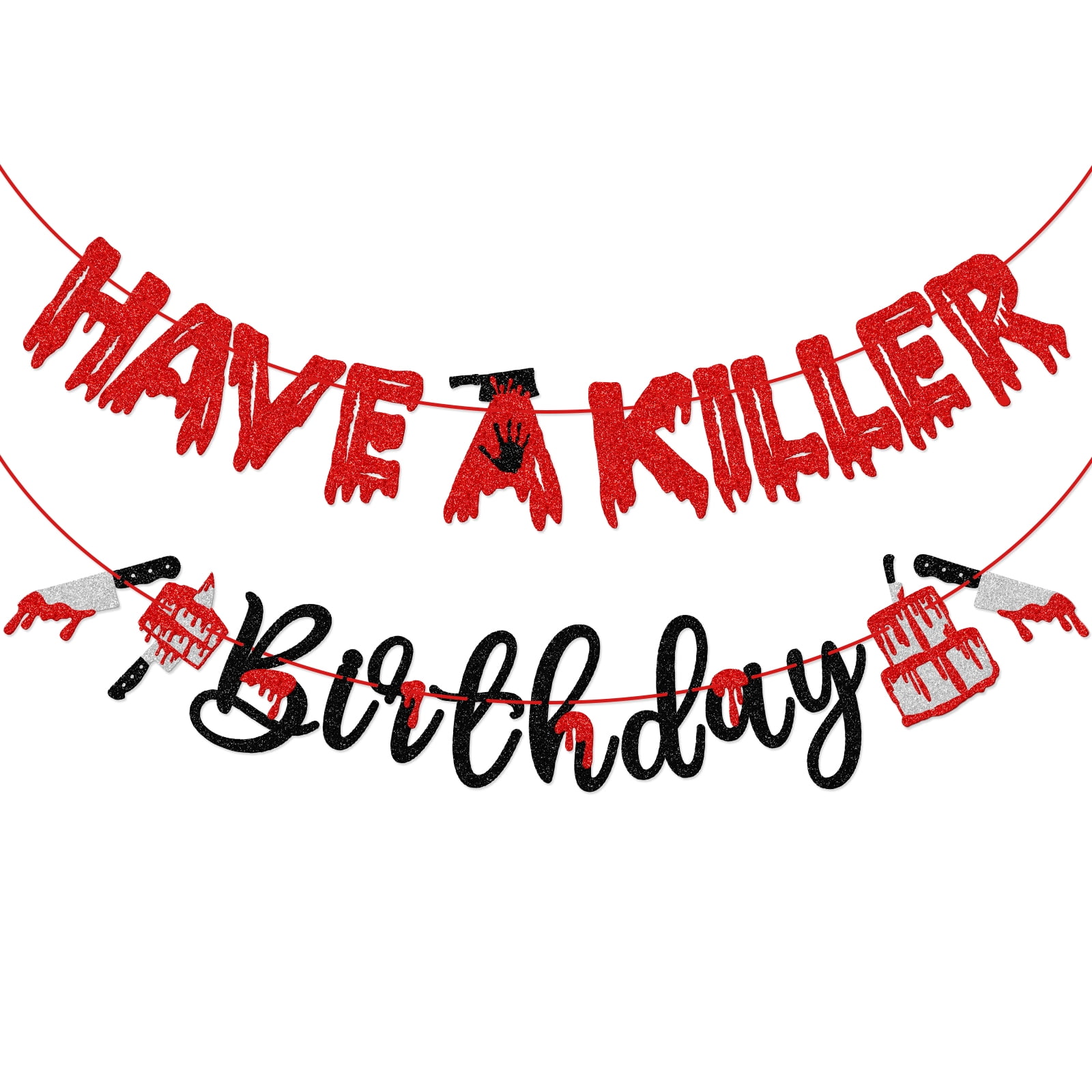 Have A Killer Birthday Banner, Glitter Halloween Birthday Party Banner ...