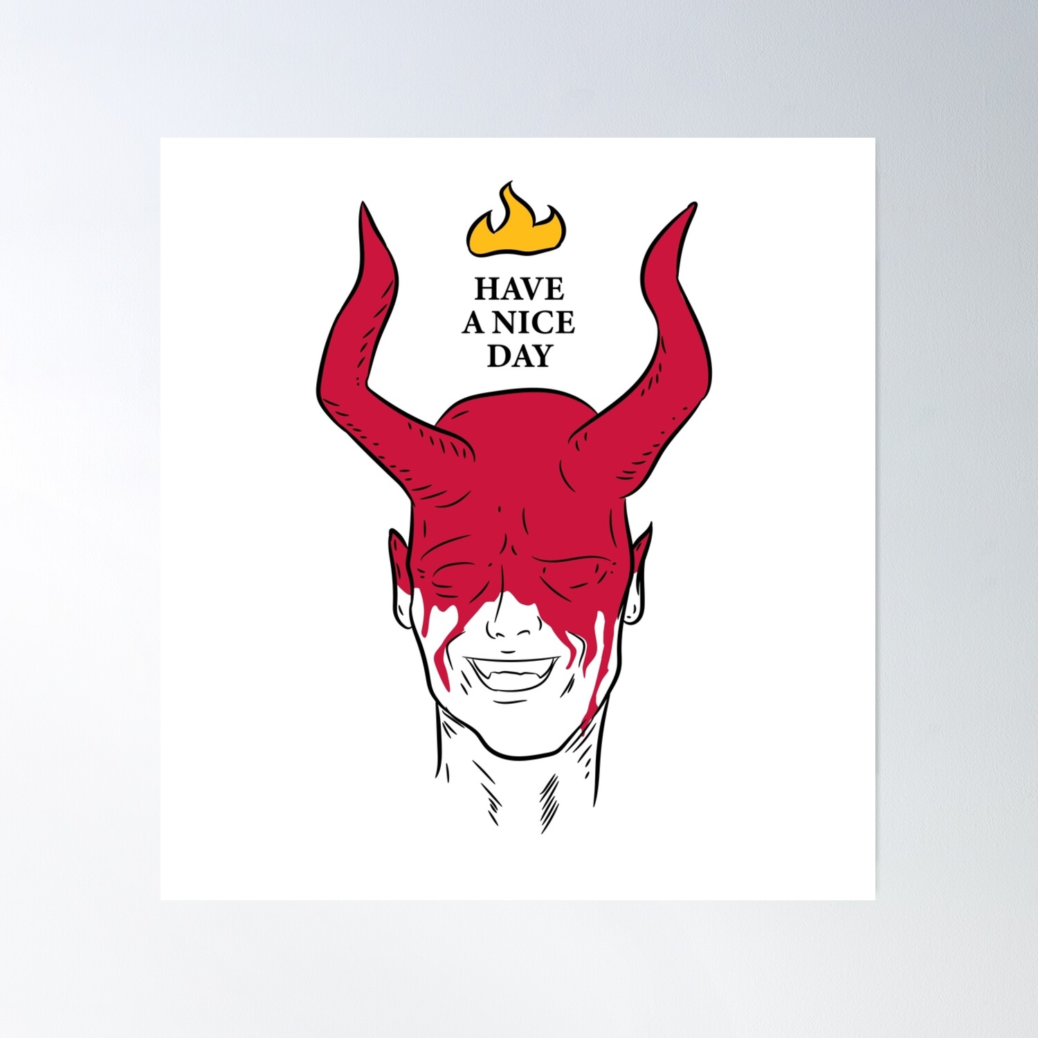 Have A Nice Day) Friendly Demon Head Poster Wall Art, Modern Wall Decor ...