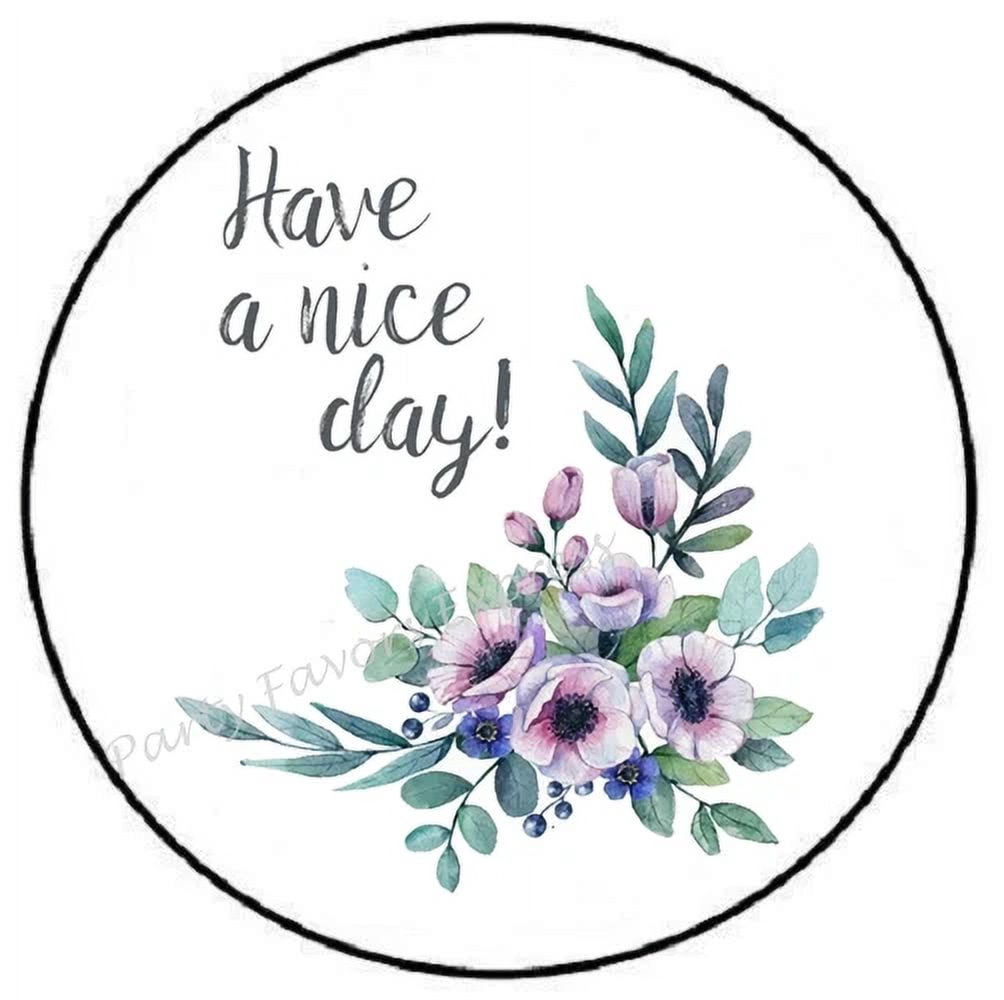 Have A Nice Day Purple Flowers Stickers Party Favors Phone Decal Water ...