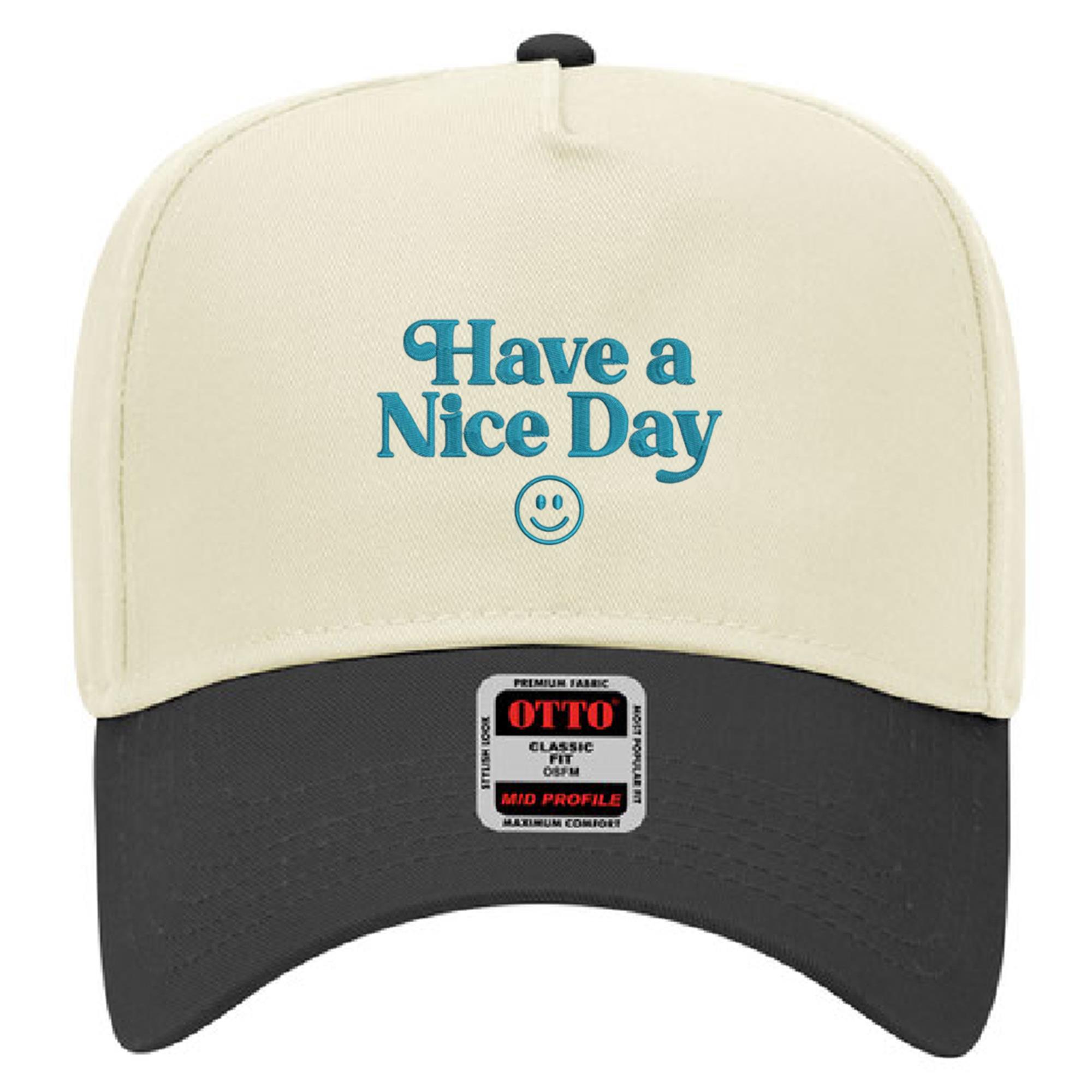 Have A Nice Day Smiley Art Embroidered Mid Profile Baseball Hat ...