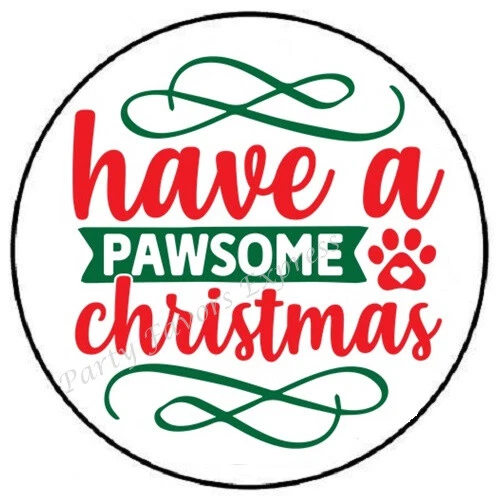 Have A Pawsome Christmas Stickers Party Favors Phone Decal Water Bottle ...