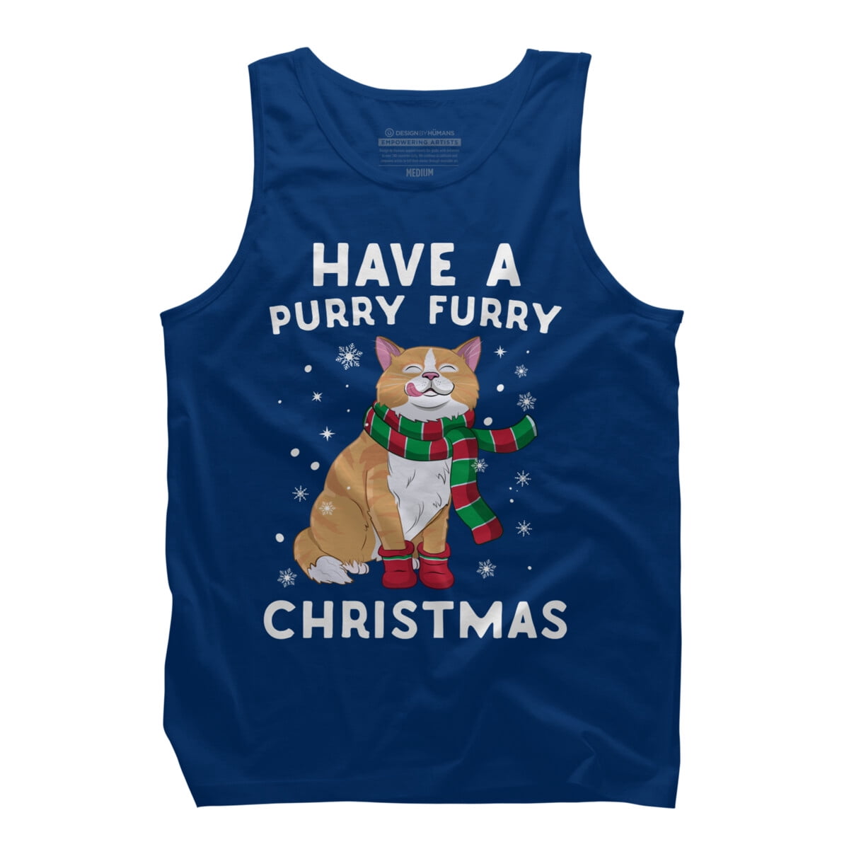 Have A Purry Furry Christmas Cat Mens Royal Blue Graphic Tank Top ...
