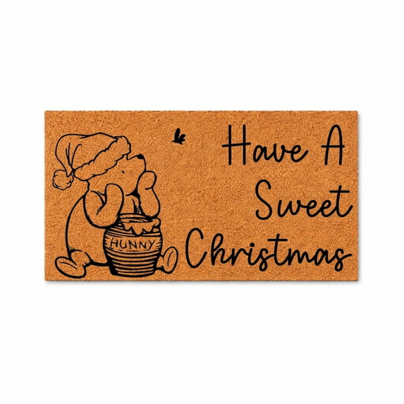Have A Sweet Christmas Doormat, Bear With Honey Pot Santa Hat Design ...