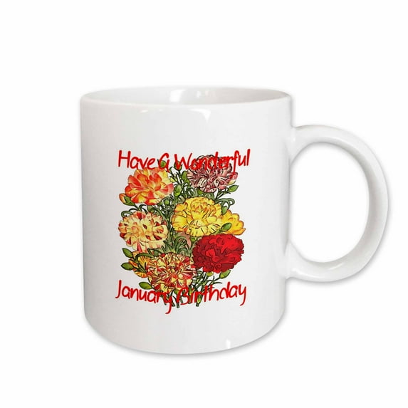 3drose, Have a Wonderful January Birthday Greeting Red Text, 11oz Mug ...