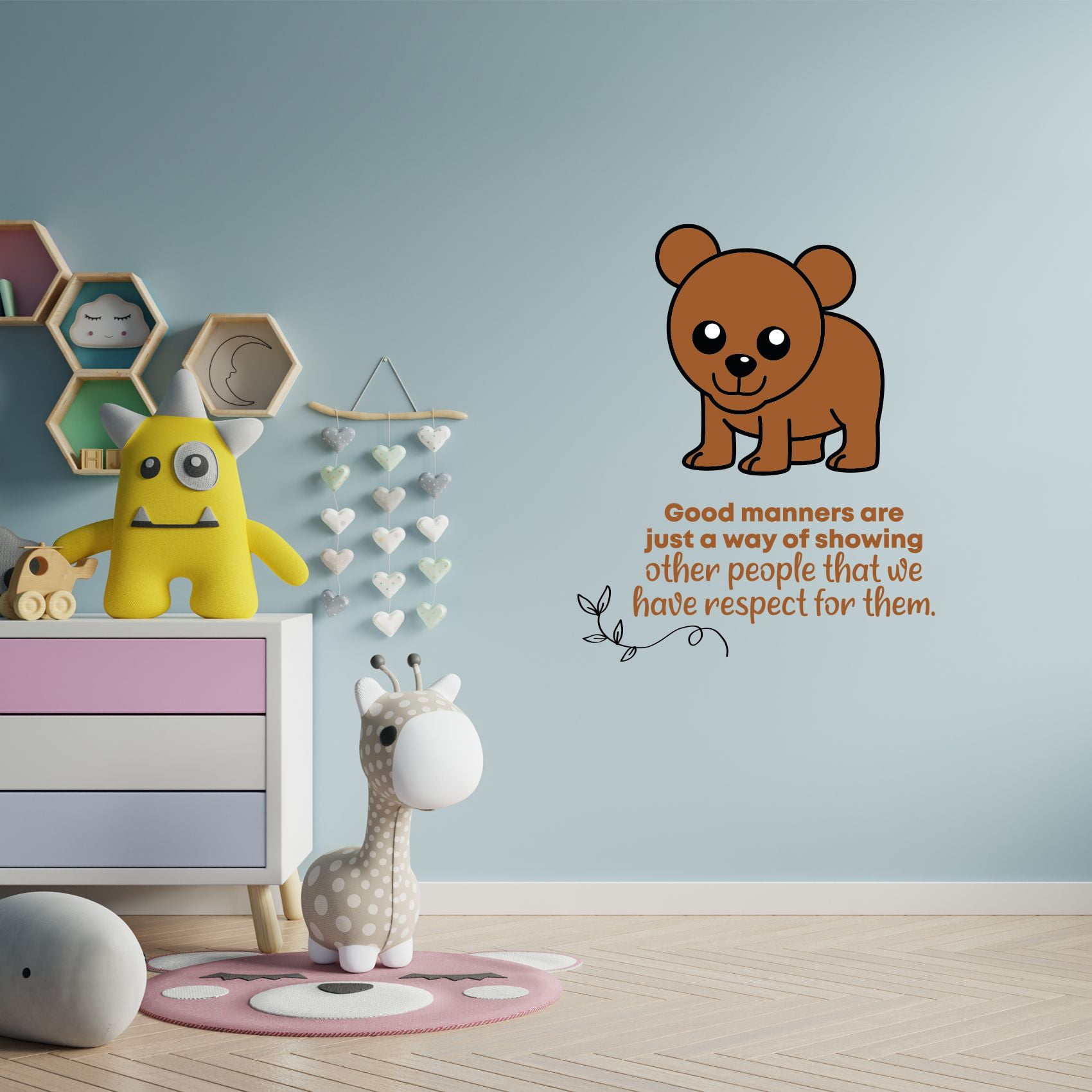 Have Respect Bear Animal Life Quote Cartoon Quotes Decors Wall Sticker ...
