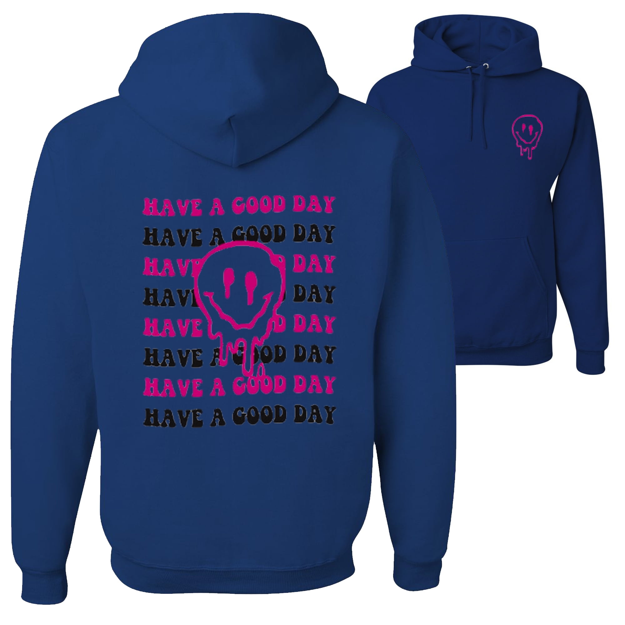 Have a Good Day Pink Face FRONT AND BACK Mens Hoodies, Royal Blue ...