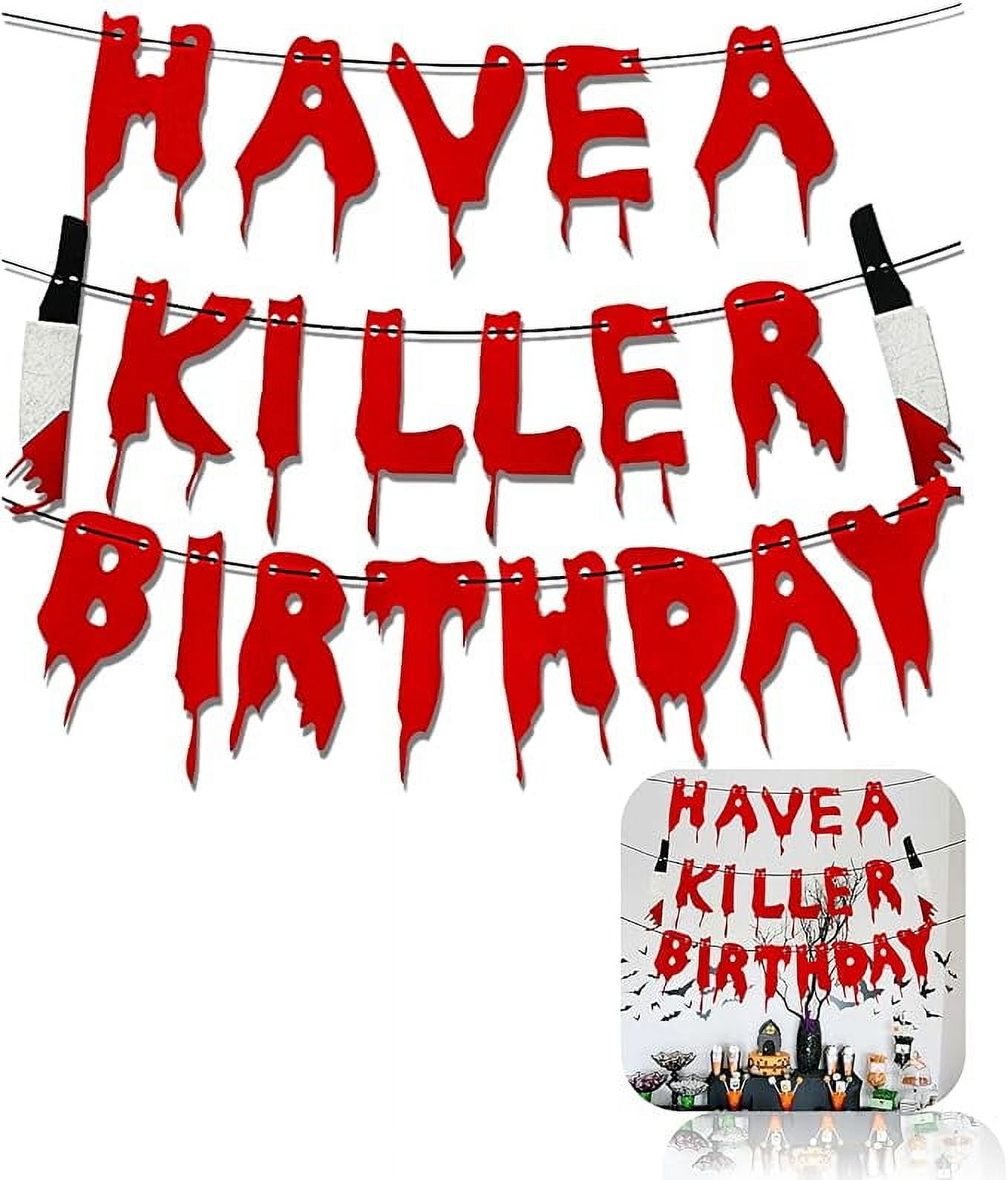 Woerma Horror Themed Birthday Banner with Decorative Knives, 5.9 inches ...