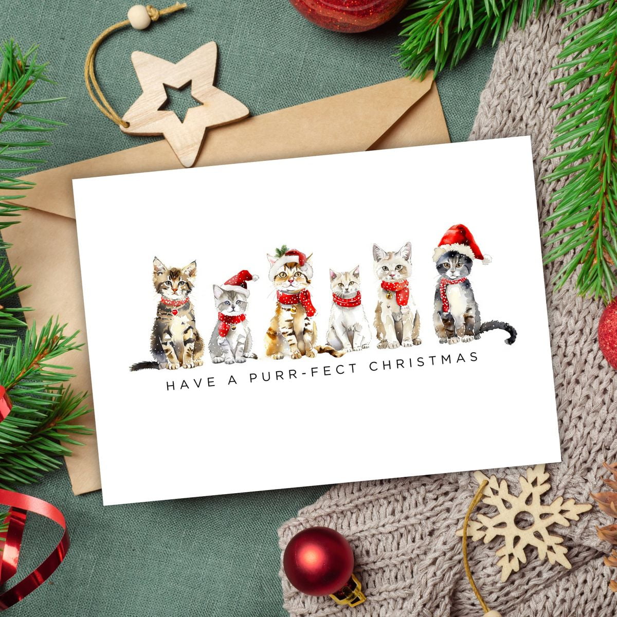 Have a Purr-fect Christmas Cat Card - Walmart.com