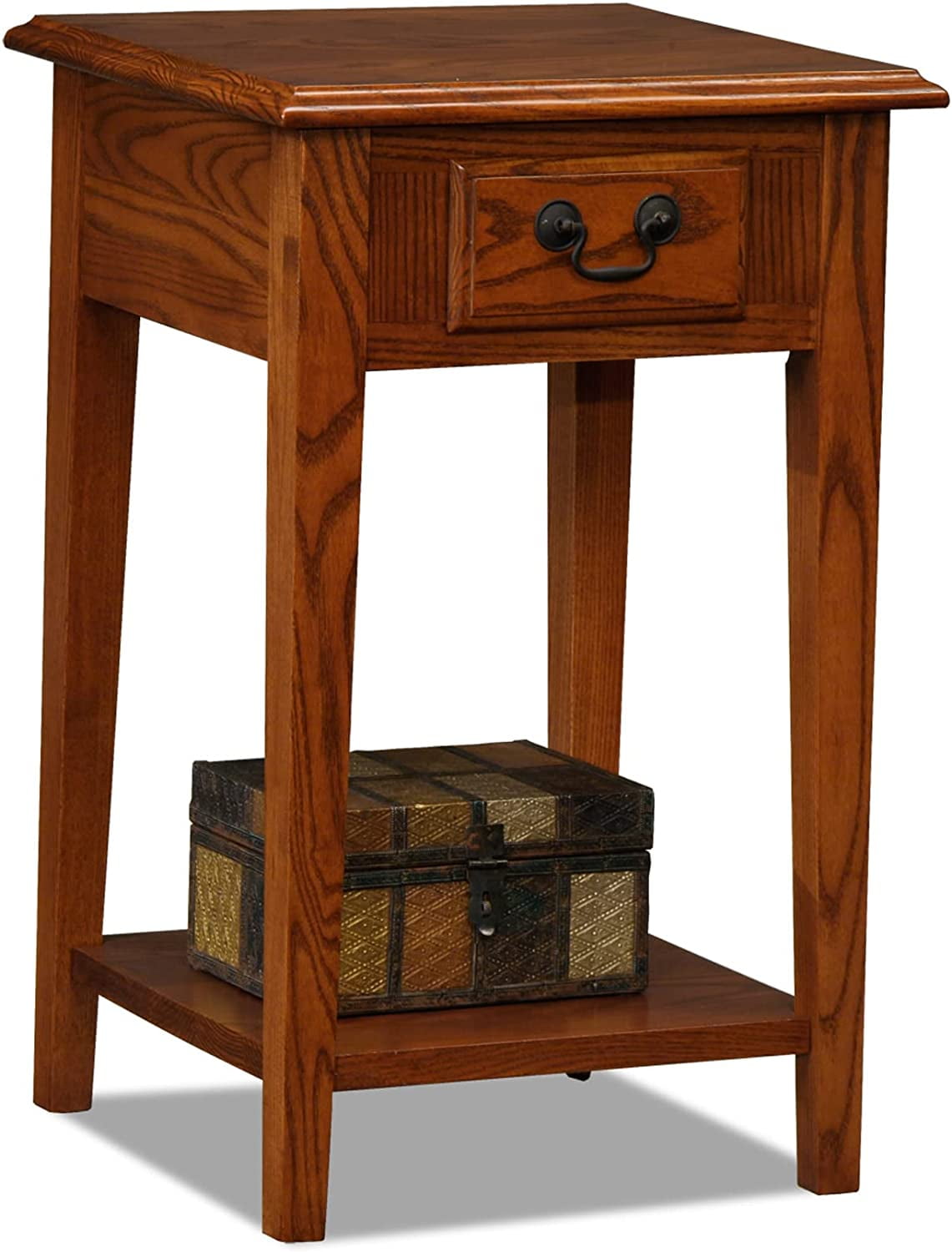 Haven Ridge Solid Wood Square Side Table with Drawer and Shelf, Medium ...