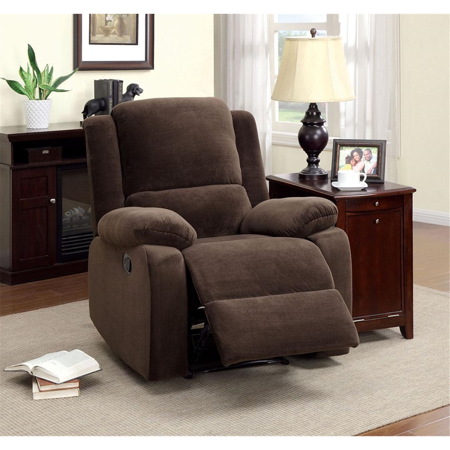Haven Transitional Recliner, Dark Brown - Saltoro Sherpi - Walmart.com
