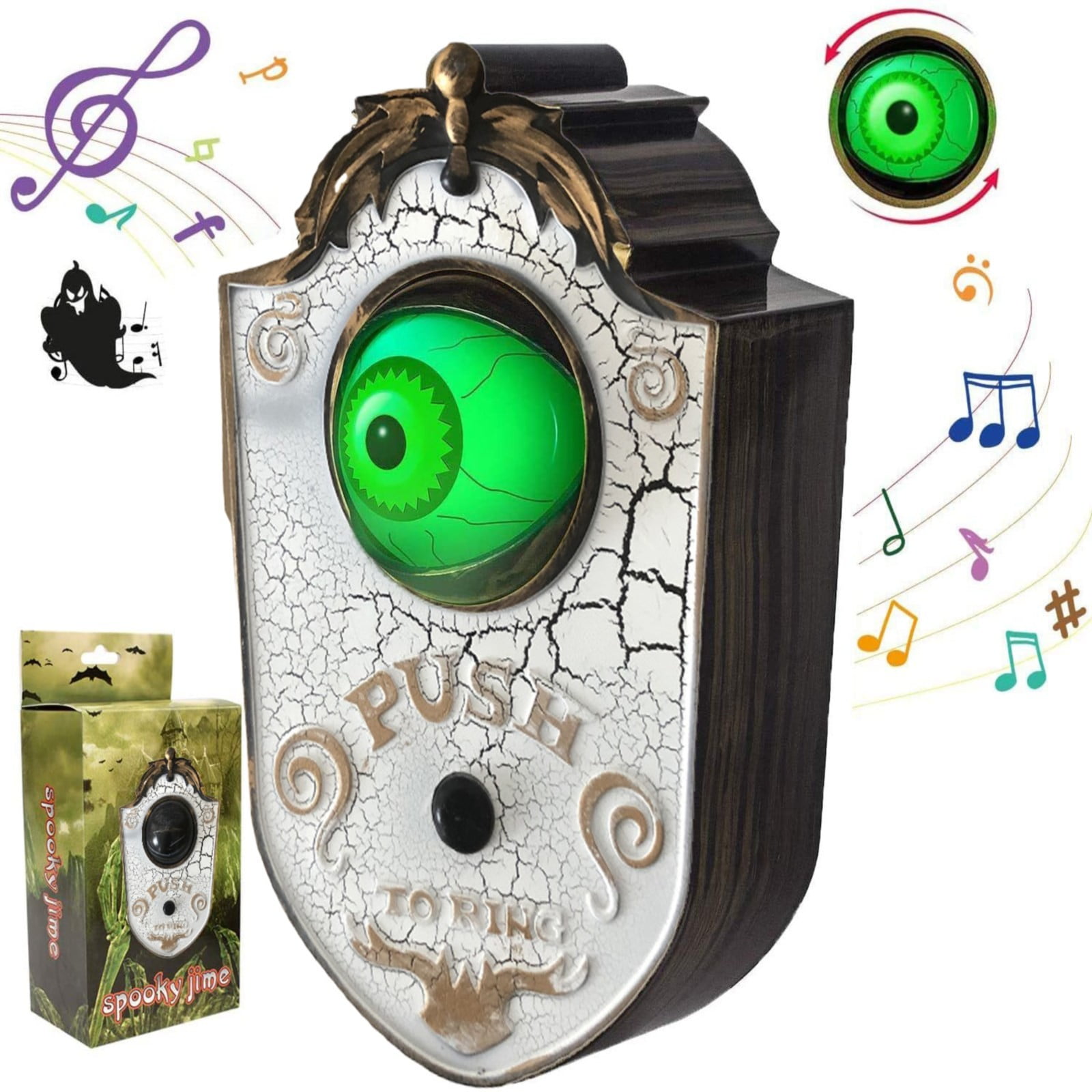 HavenCraft Glowing Doorbell Scary Eyeball Decor Halloween Doorbell ...