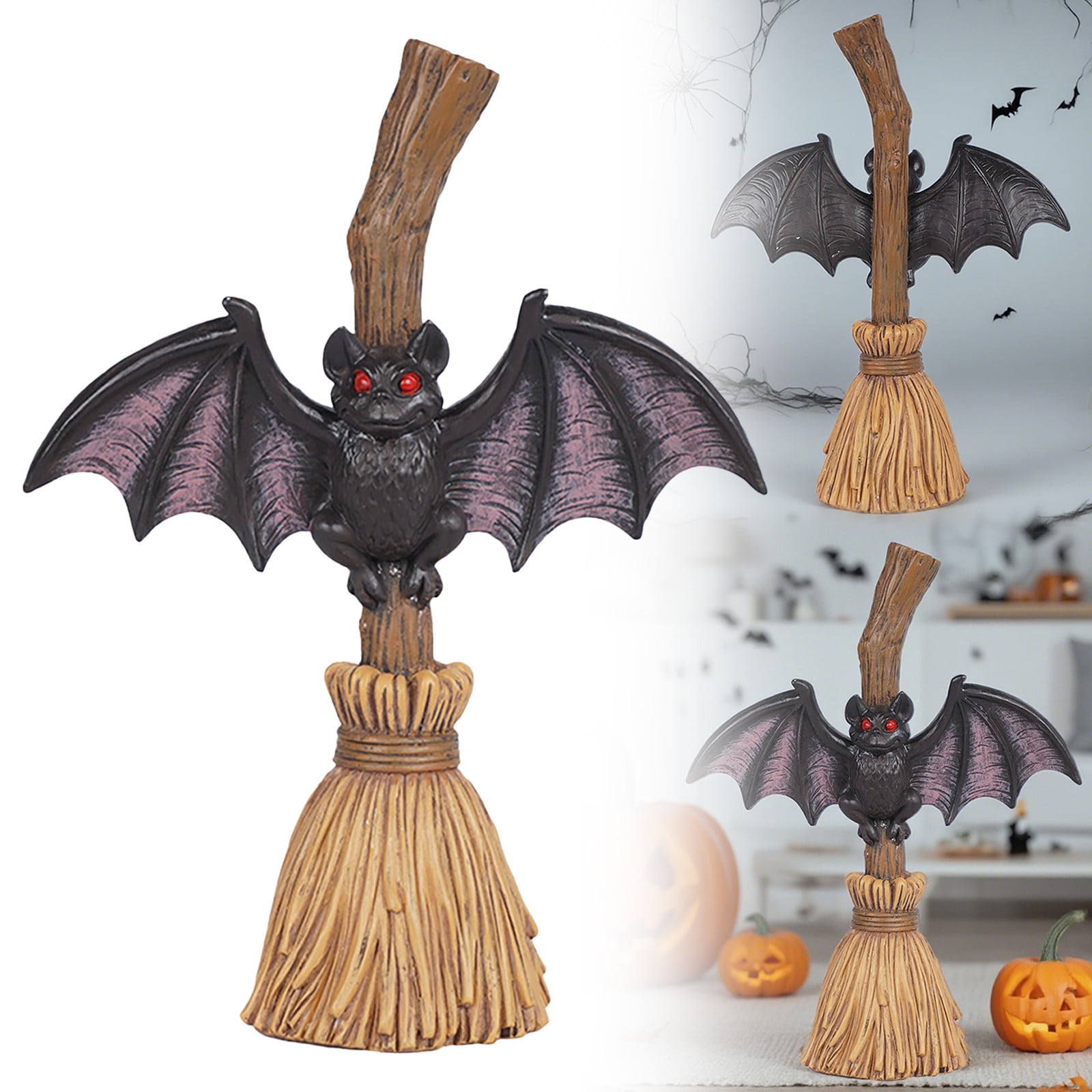 HavenCraft Witch Statue Set Bat Figurine Decor Halloween Miniatures ...