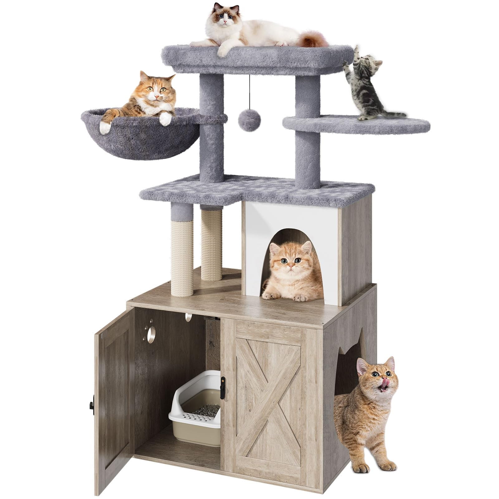 HavenlyYouth Litter Box Enclosure Cat Tree,Cat Tree Litter Box ...
