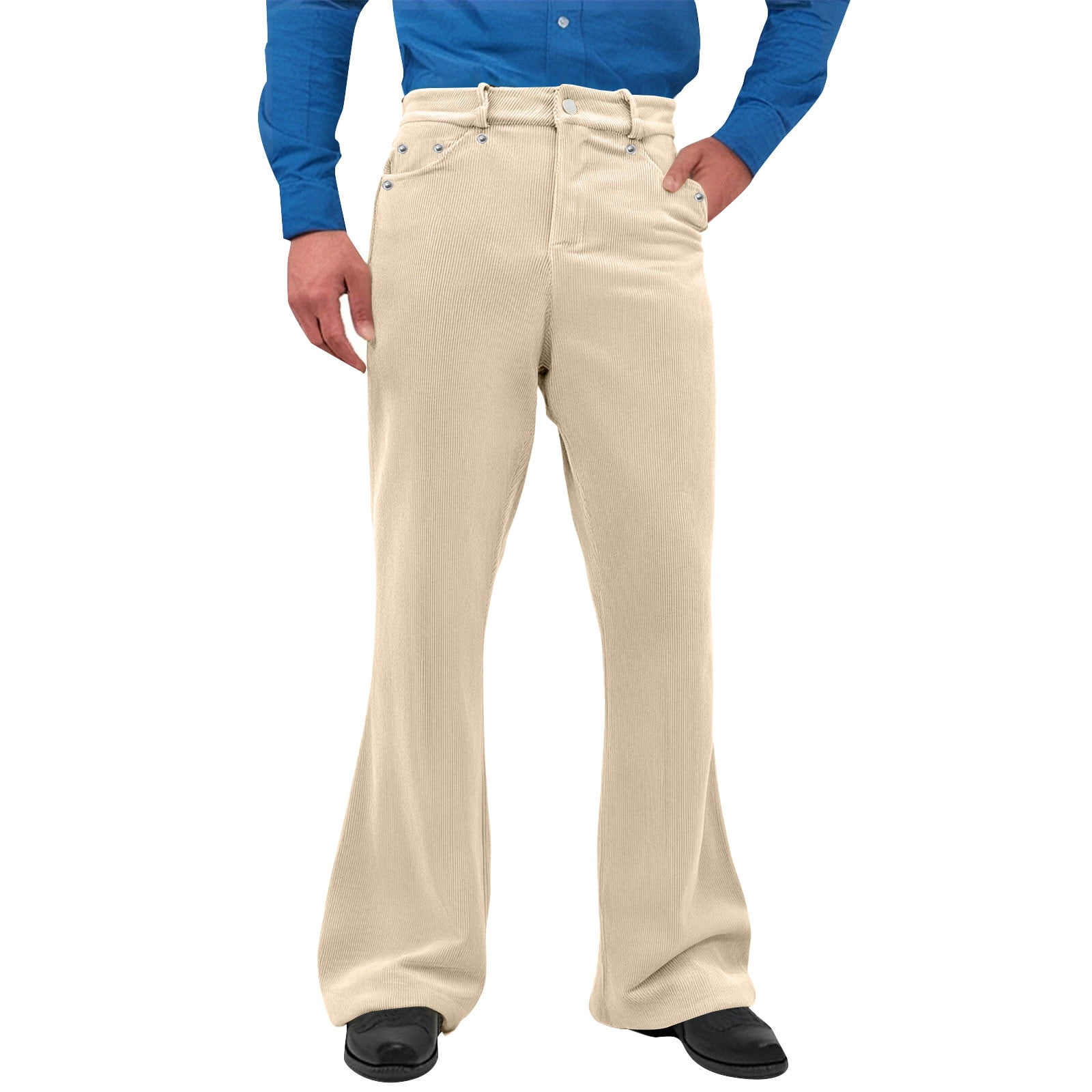 Havenre 70s Disco Pants for Men Comfort Bell Bottom Corduroy Pants,60s ...