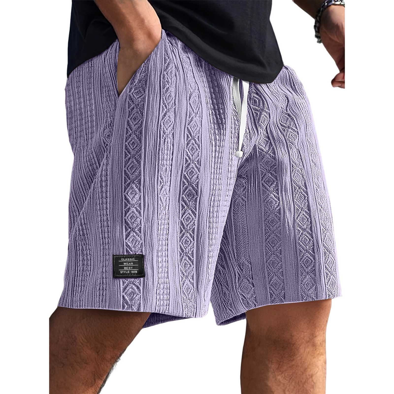 Havenre Mens Daily Jacquard Textured Shorts Casual Drawstring Elastic ...