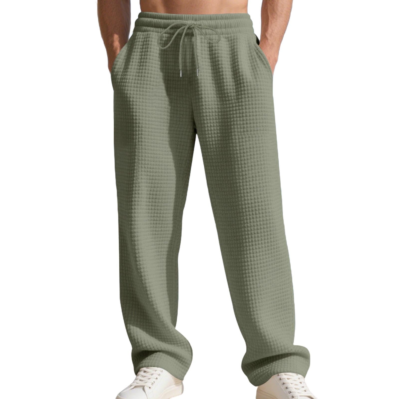 Havenre Mens Waffle Sweatpant Lightweight Casual Drawstring Stretch ...