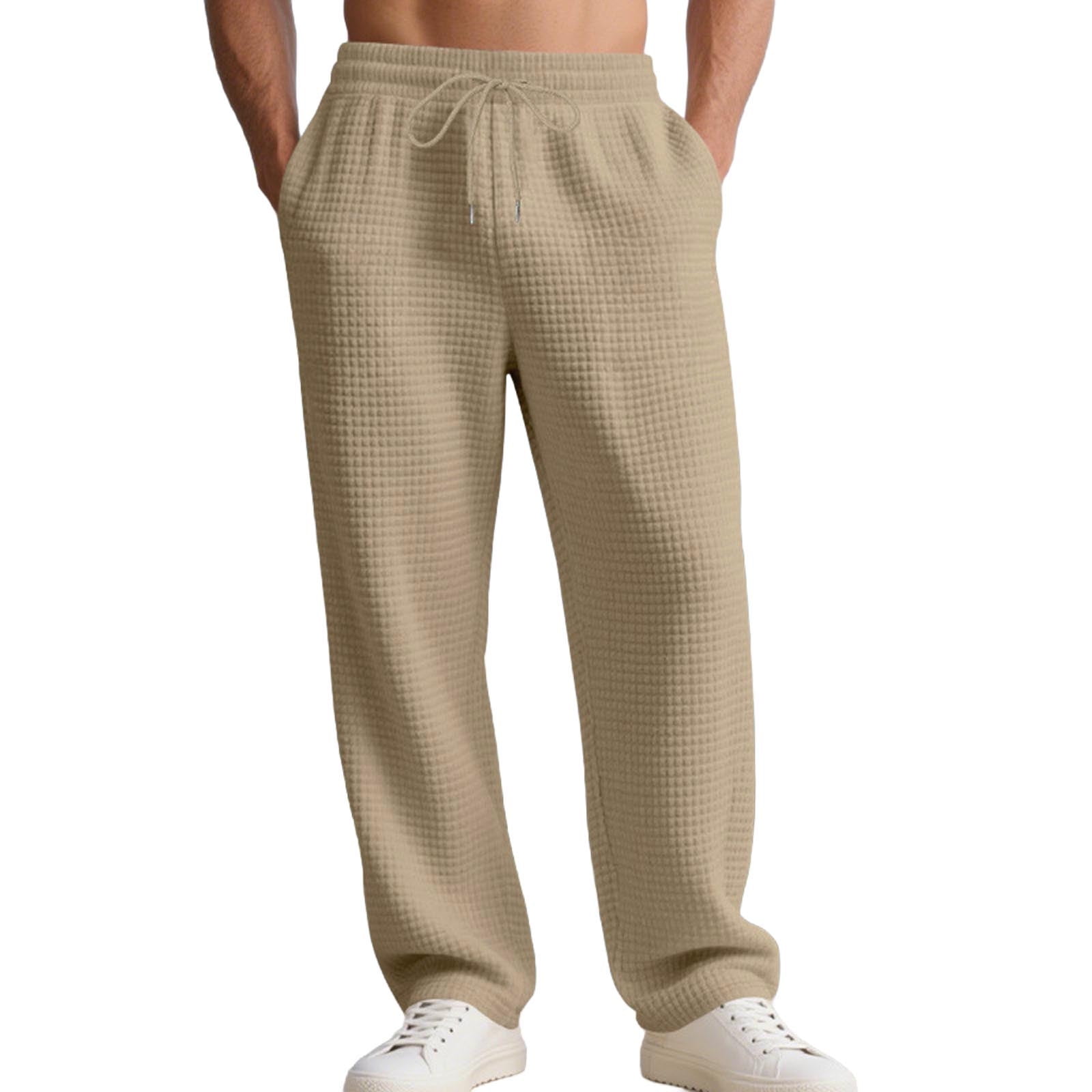 Havenre Mens Waffle Sweatpant Lightweight Casual Drawstring Stretch ...