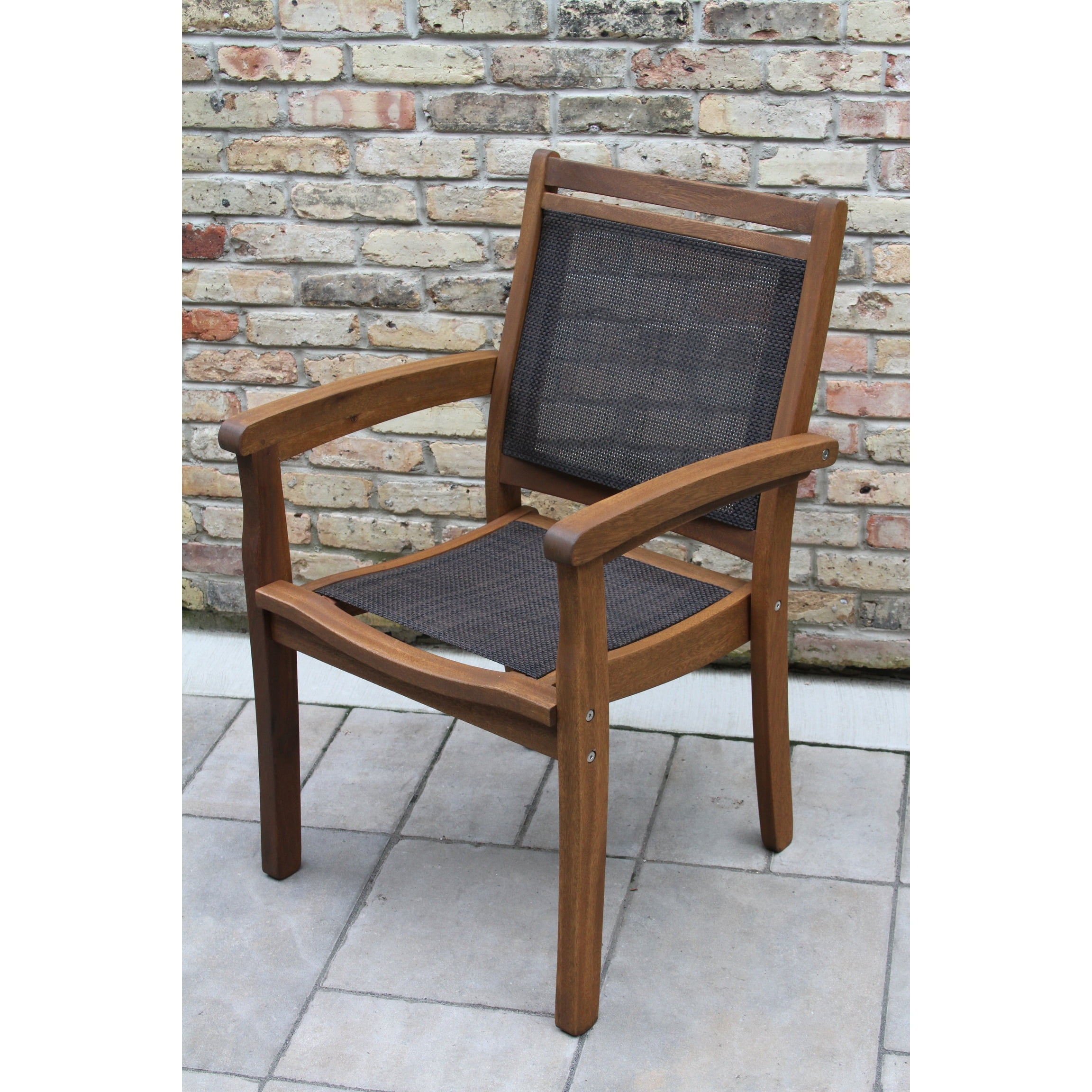 Havenside Home Eilaf Eucalyptus & Dark Brown Sling Stacking Armchair ...