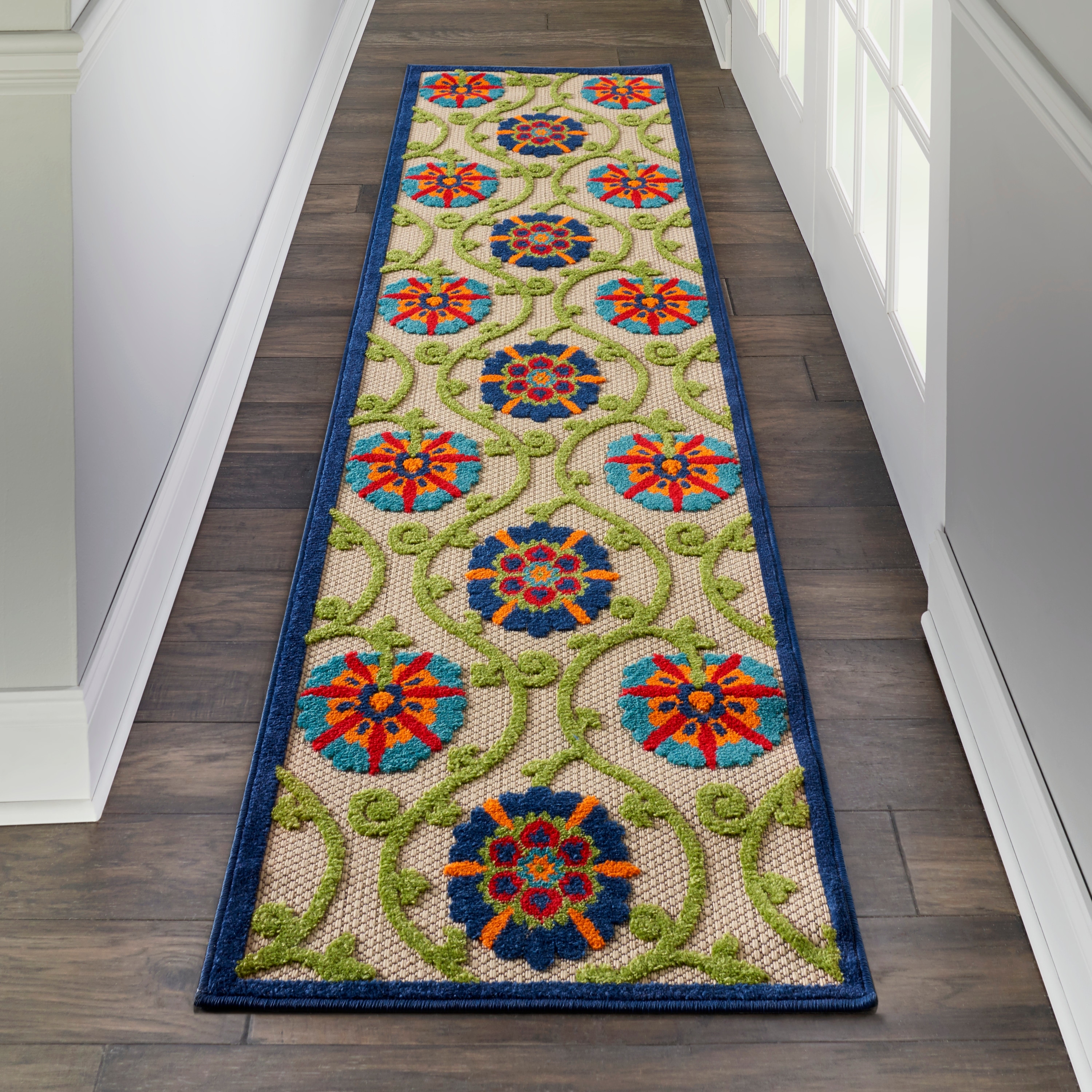 Havenside Home Lanikai Floral Indoor/ Outdoor Area Rug by Blue/Multi 2'3" x 10' Runner 10 ...