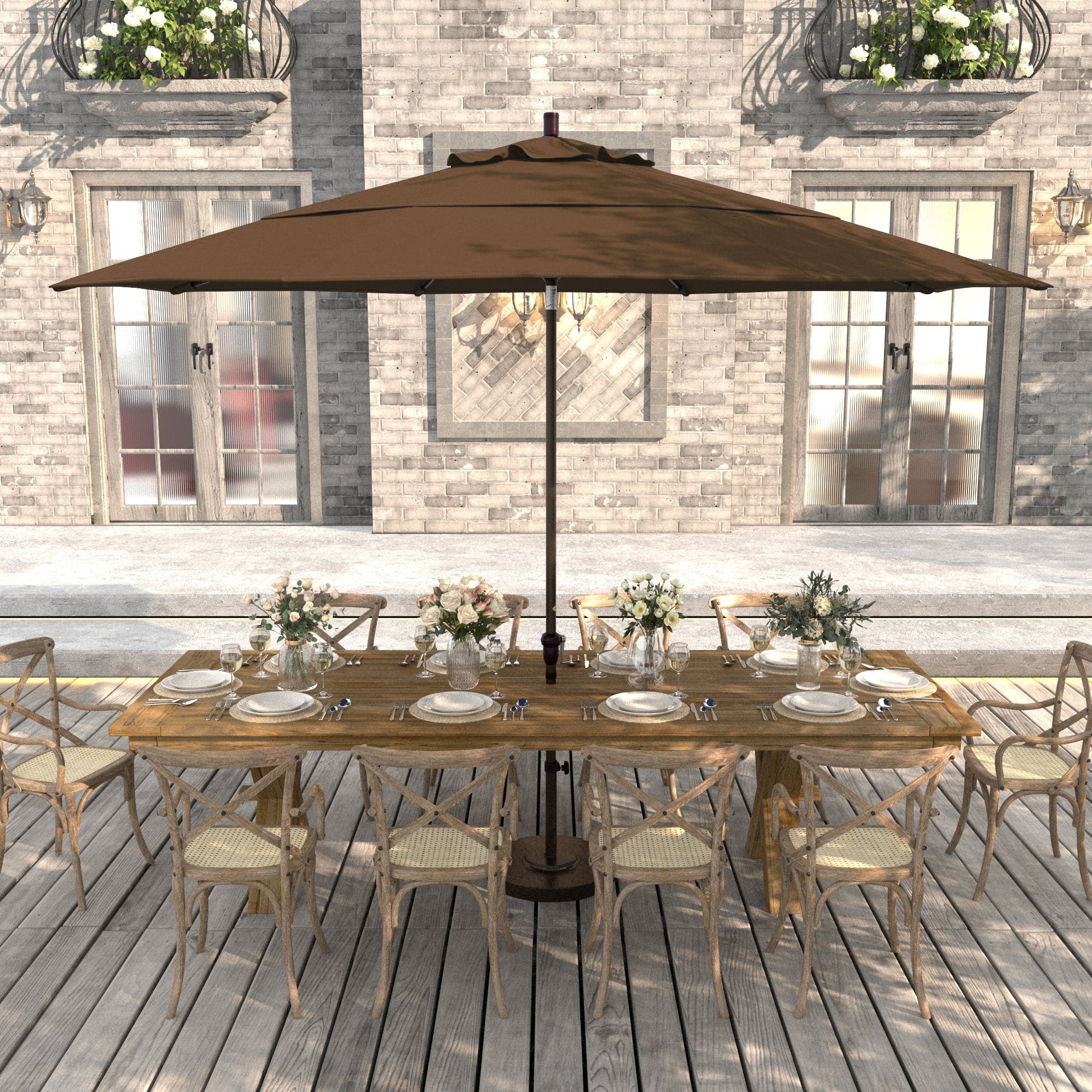 Havenside Home North Bend 11-foot Crank Open Bronze Umbrella by Mocha ...