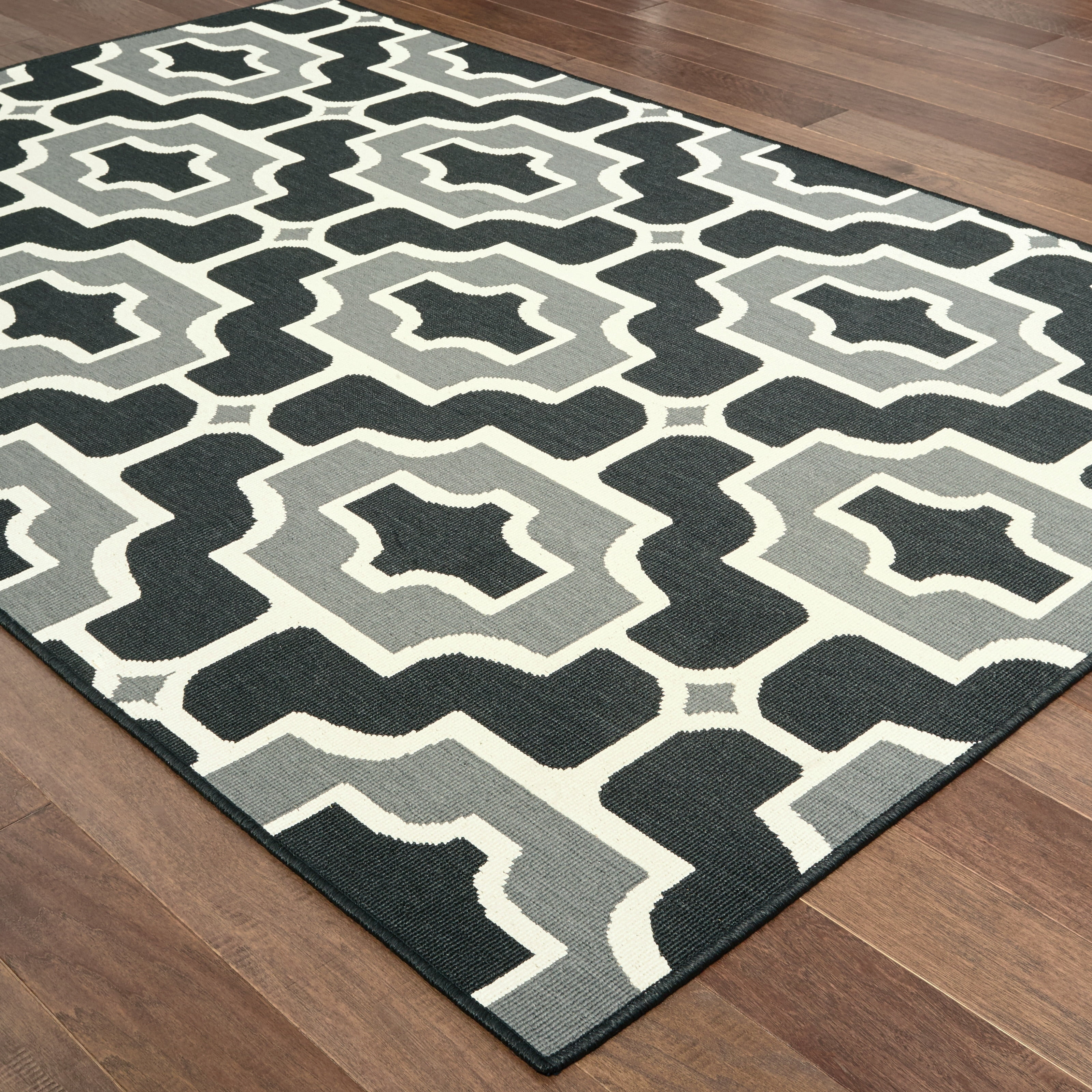 Havenside Home Pavlof Bay Geometric Tile Black/ Grey Loop Pile Indoor ...