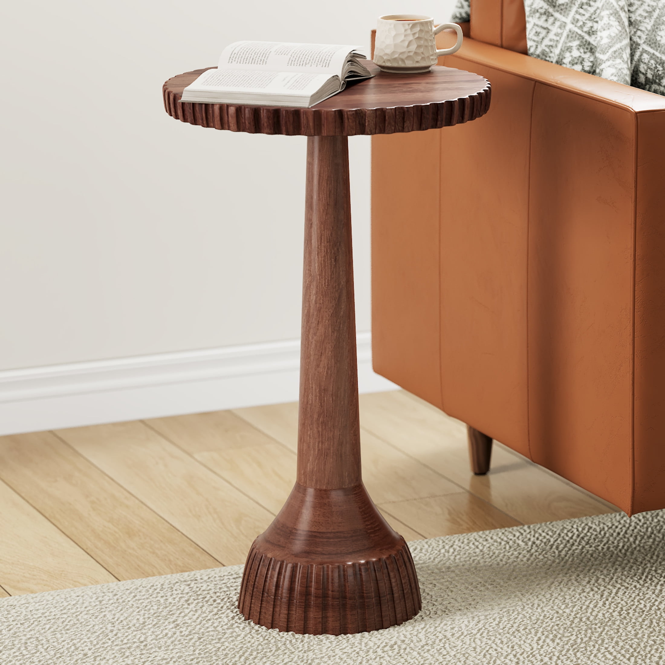 Havenstone Pedestal Side End Table - Mango Wood - Walmart.com