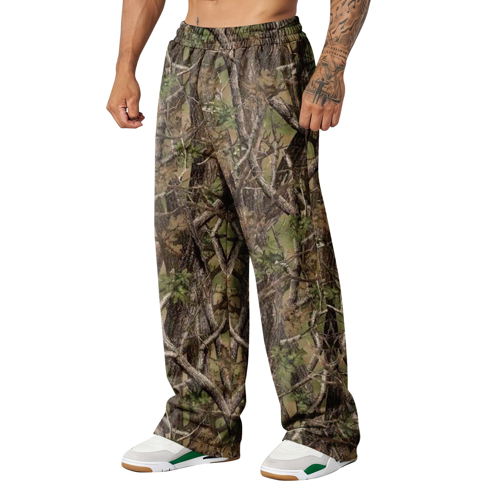 Havenx Baggy Sweatpants for Men Camo Graphic Print Sweats Wide Leg ...