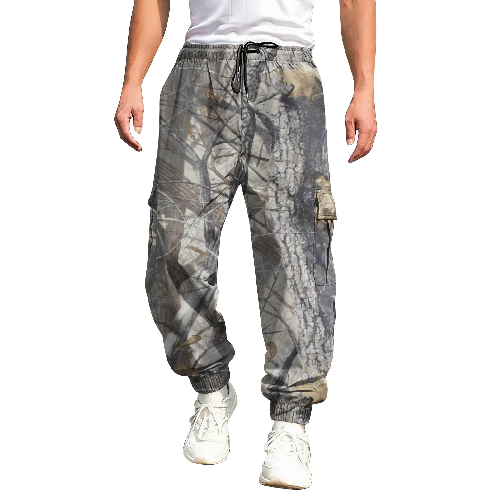 Havenx Camo Cargo Sweat Pants for Men Maple Leaf Print Elastic Waist ...