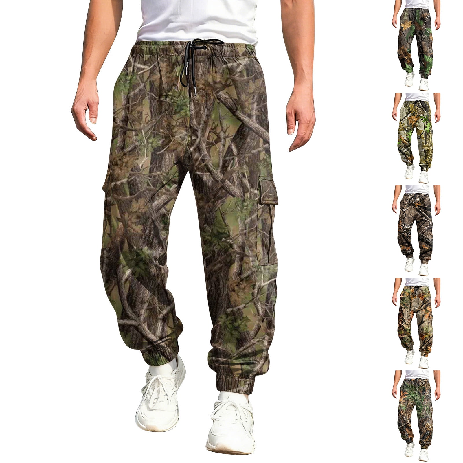 Havenx Camo Cargo Sweat Pants for Men Maple Leaf Print Elastic Waist ...