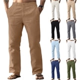 Havenx Linen Dress Pants for Mens Drawstring Elastic Waist Trousers ...