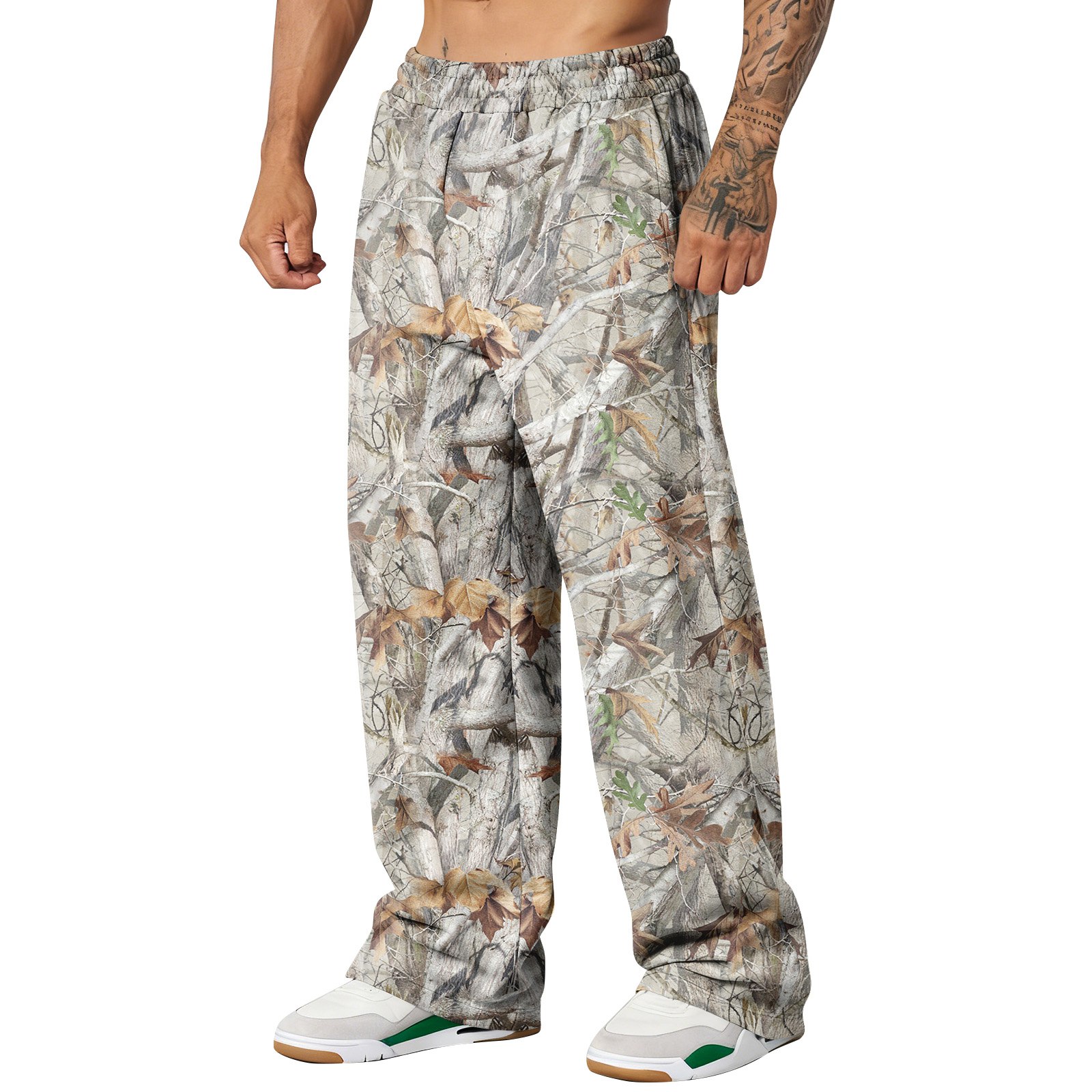 Havenx Men's Camo Sweatpants Graphic Wide Leg Sweats Camouflage Elastic ...