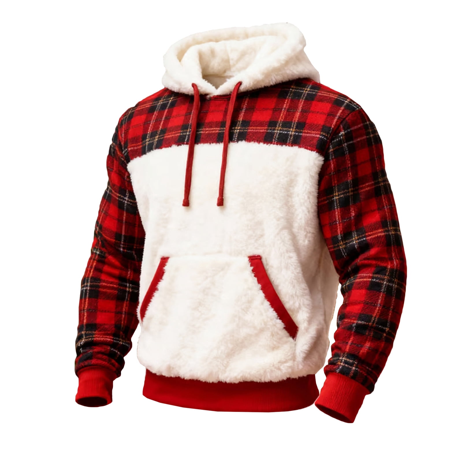 Havenx Men's Christmas Hoodies Red Plaid Long Sleeve Sweatshirt Big and ...