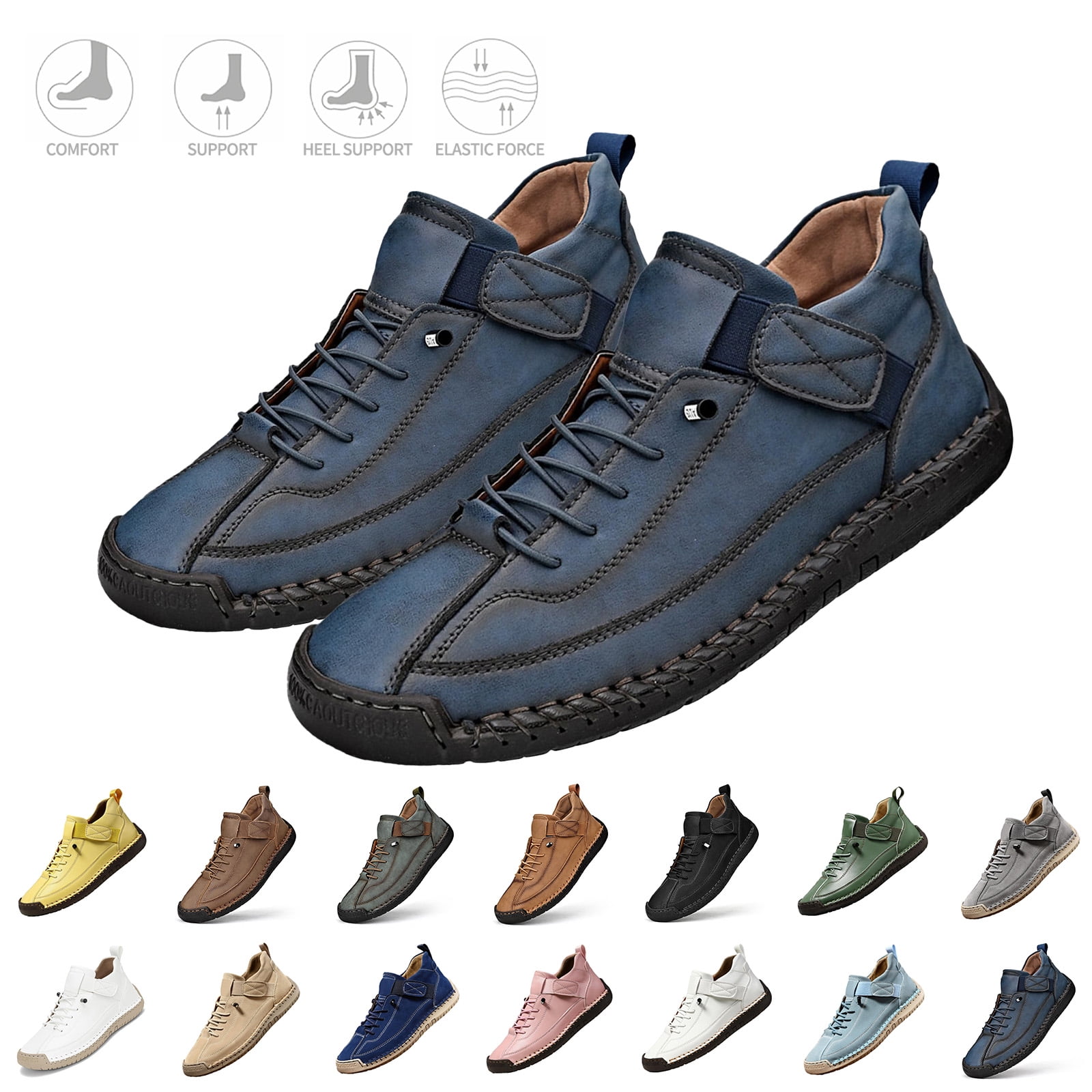 Havenx Men's Leather Sneakers Handmade Fashionable Trendy Soft Soles ...