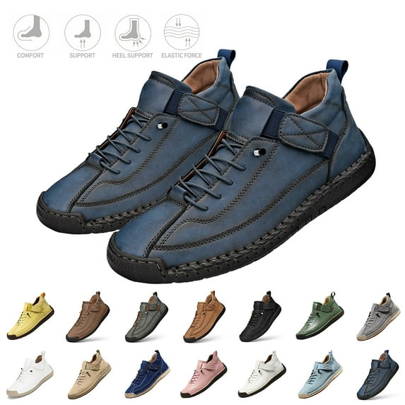 Havenx Men's Leather Sneakers Handmade Fashionable Trendy Soft Soles ...