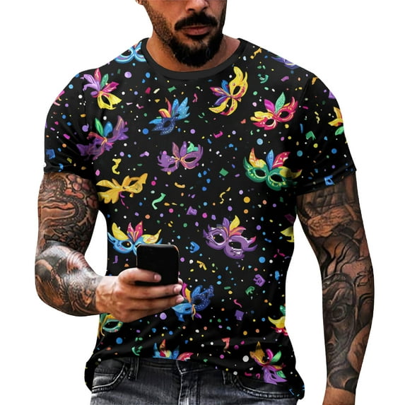 Havenx Men's Mardi Gras Shirts Crewneck Short Sleeve Pullover Sweater ...