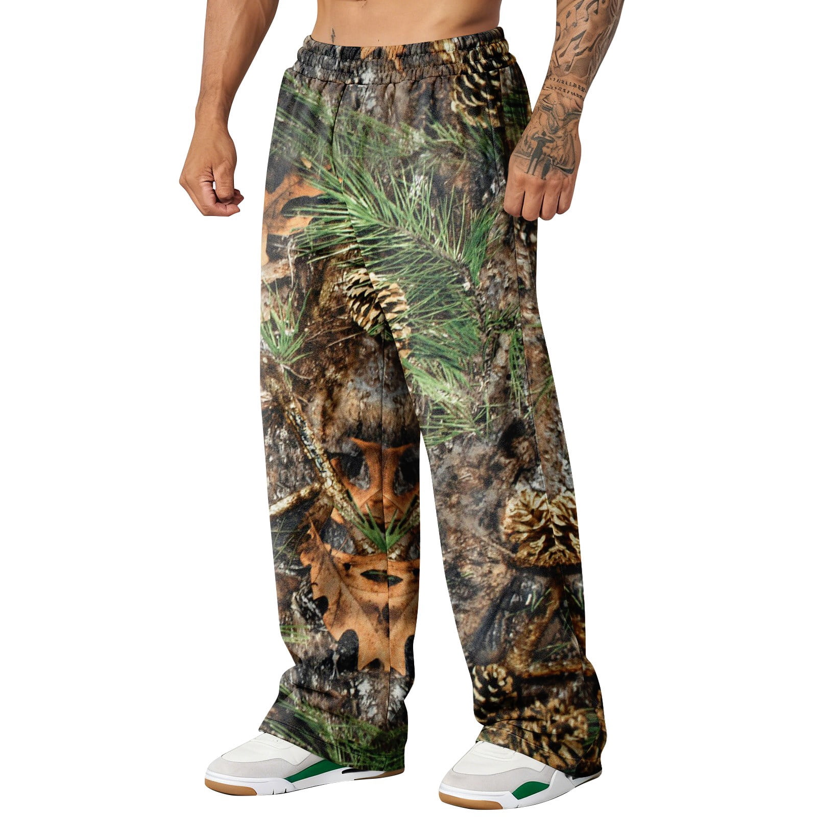 Havenx Mens Baggy Camo Pants Graphic Print Camo Sweats Straight Wide ...